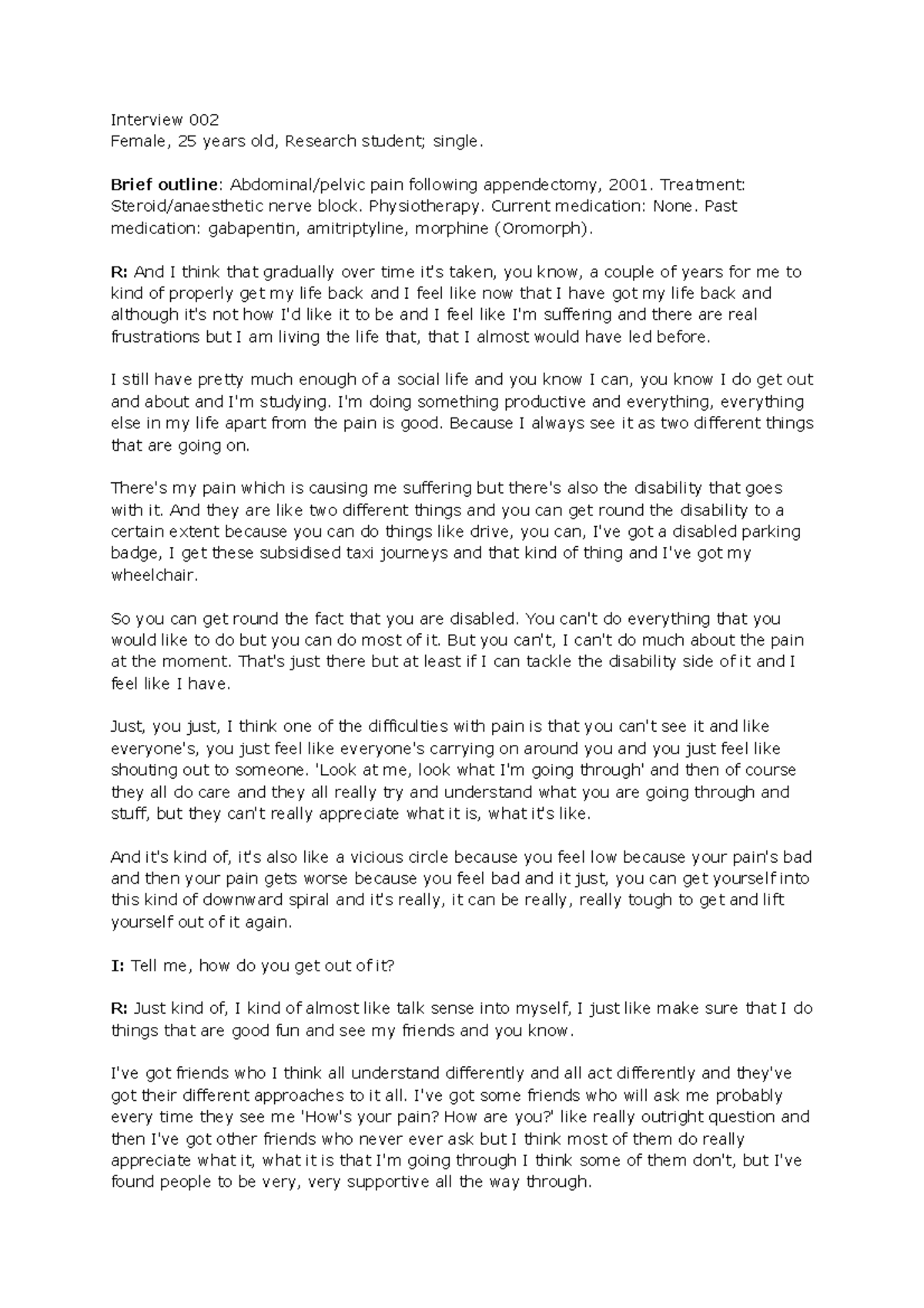 Interview 002 - Insights on Living with Chronic Back Pain - Studeersnel