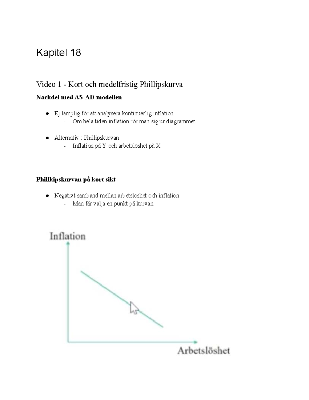 Kapitel 18 - Makroanteckningar om Phillipskurvan och Inflation - Studocu