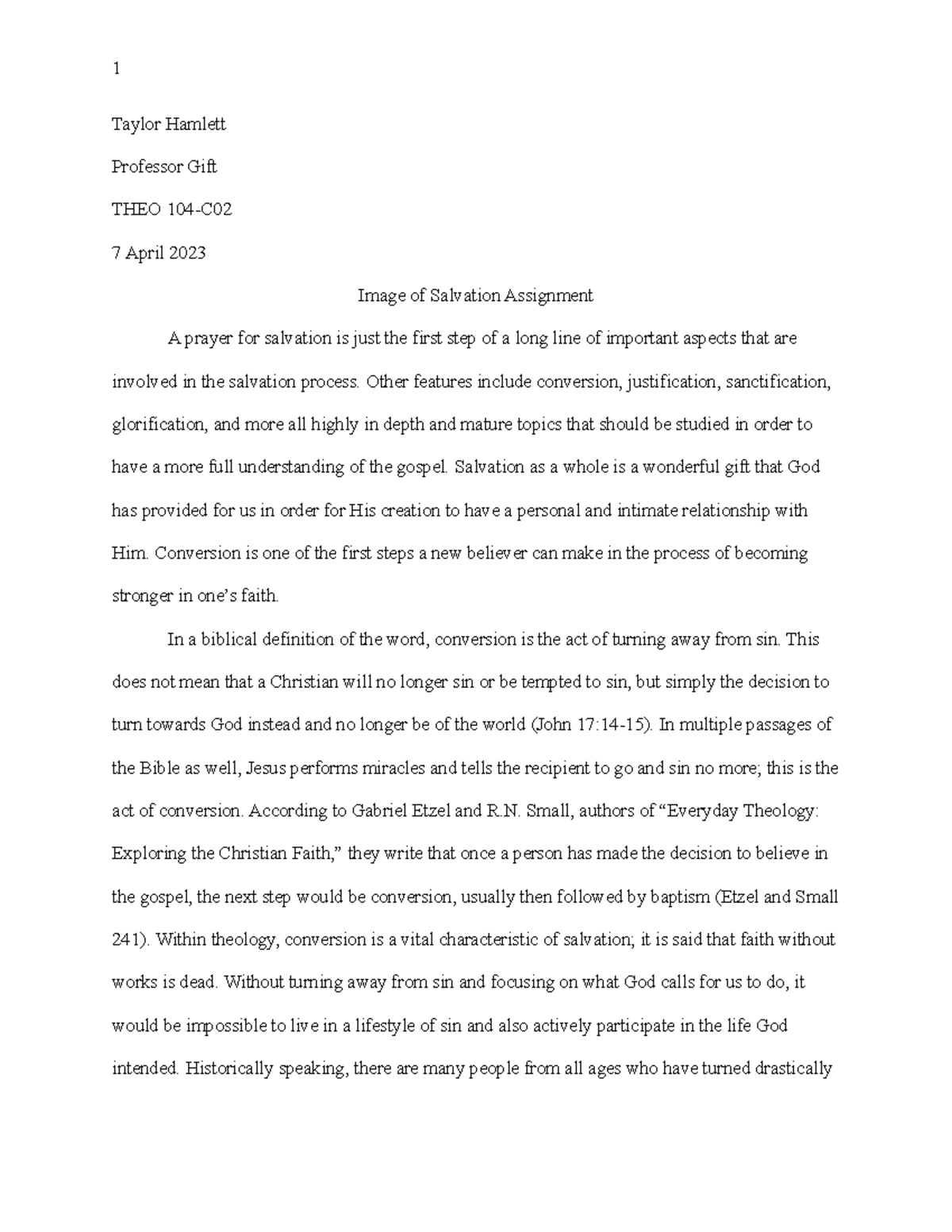 Image of Salvation THEO 104 - Taylor Hamlett Professor Gift THEO 104-C ...