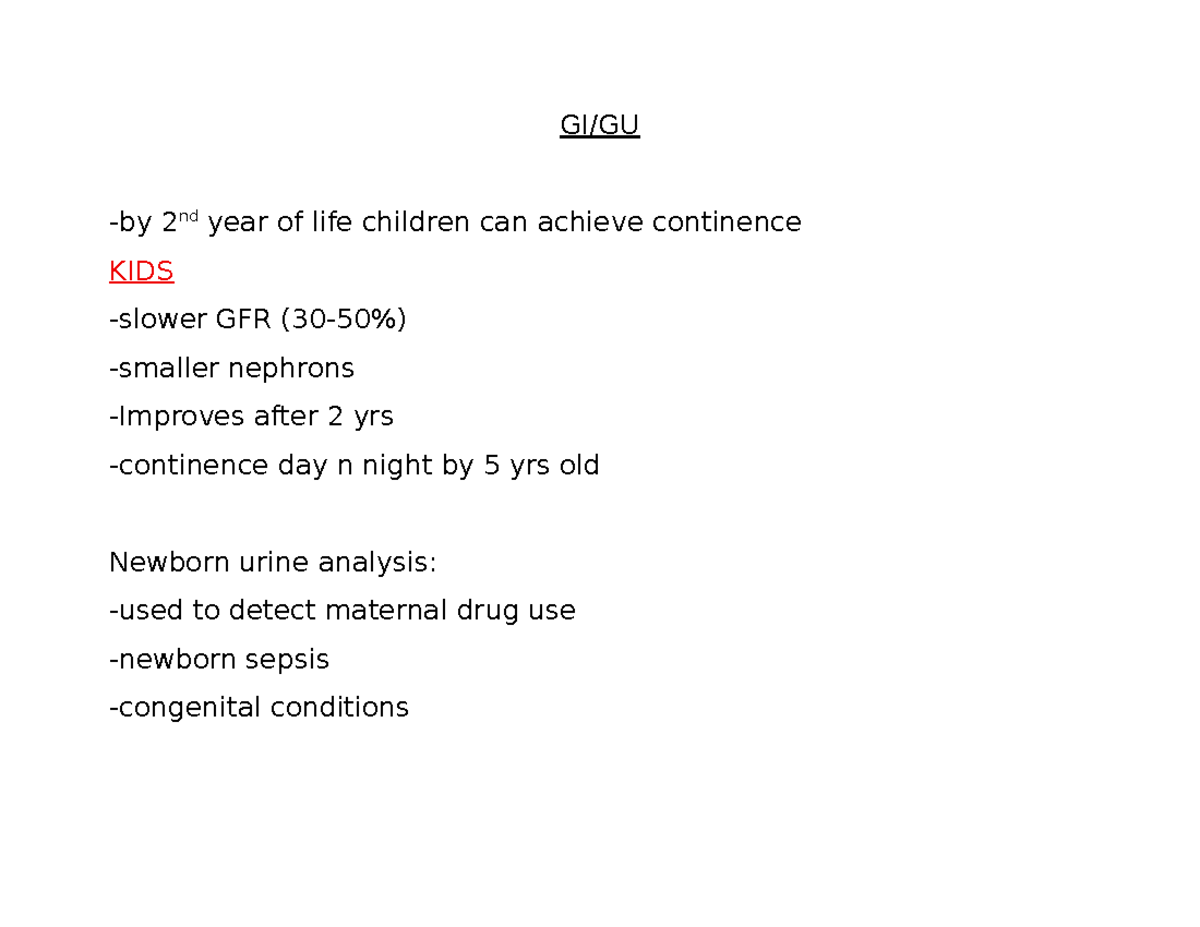 GI:GU Study Lecture 6 - Pediatric Urinary & Gastrointestinal Disorders ...