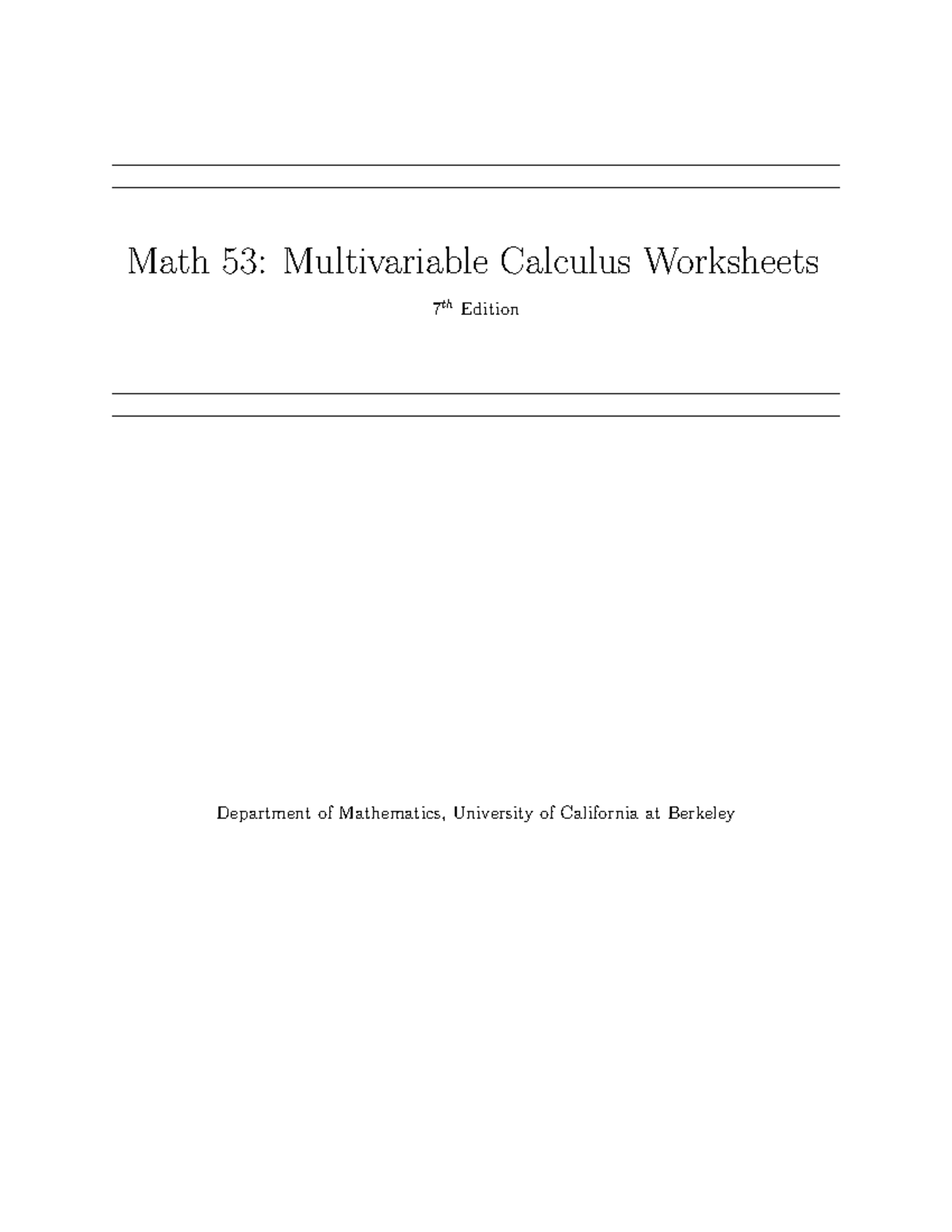 Worksheets, 7th edition - multivariable calculus course. The ...