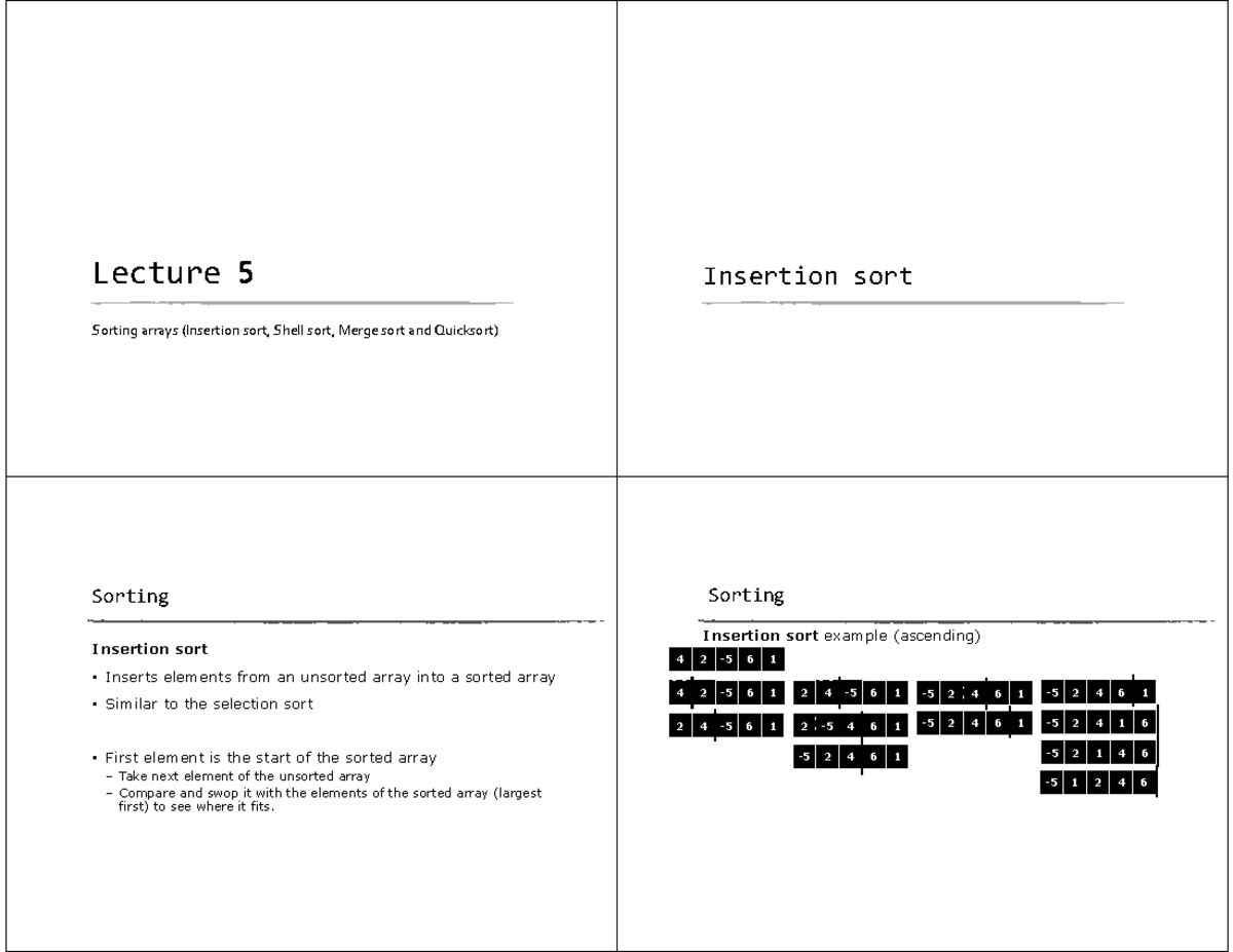 ENEL2DS 2025 Lecture 5: Sorting Algorithms Overview - Studocu