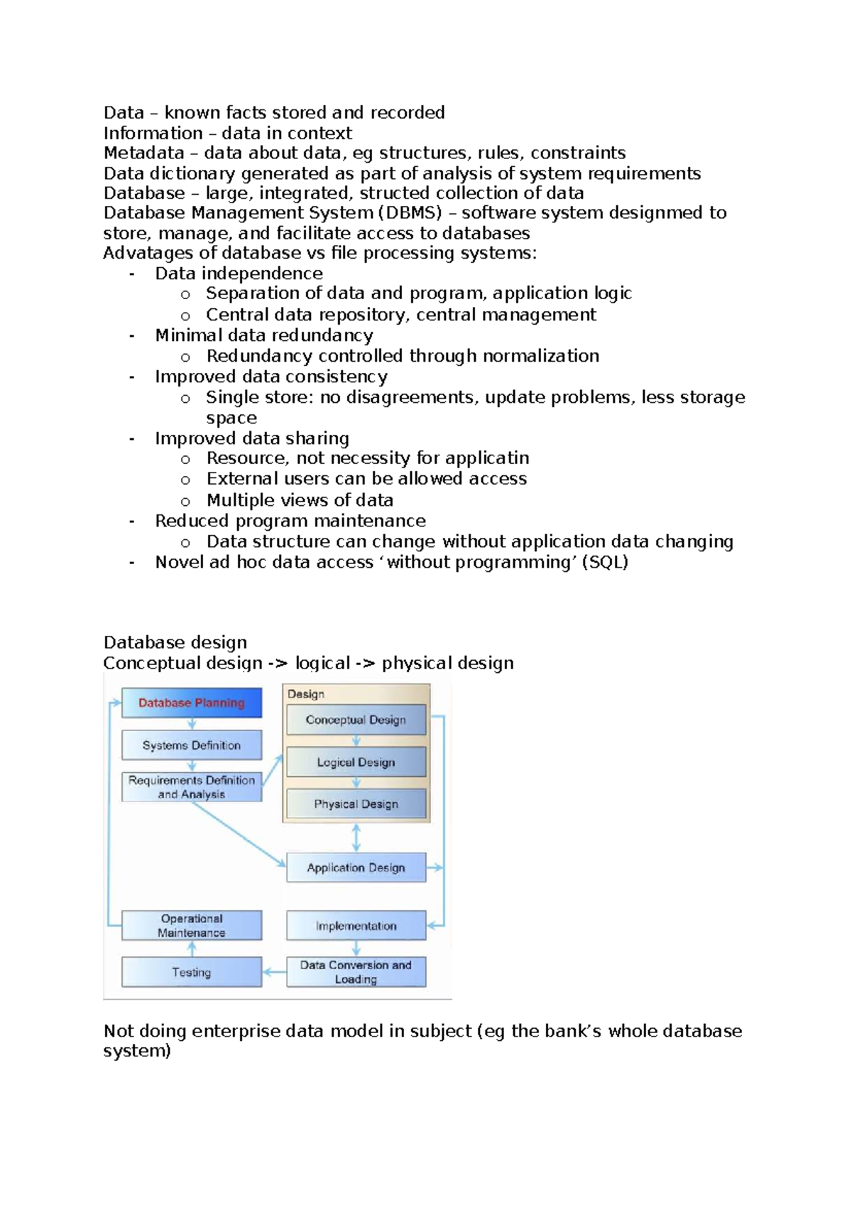 Database Notes (DBMS) - Weeks 1 to 3 Overview - Studocu