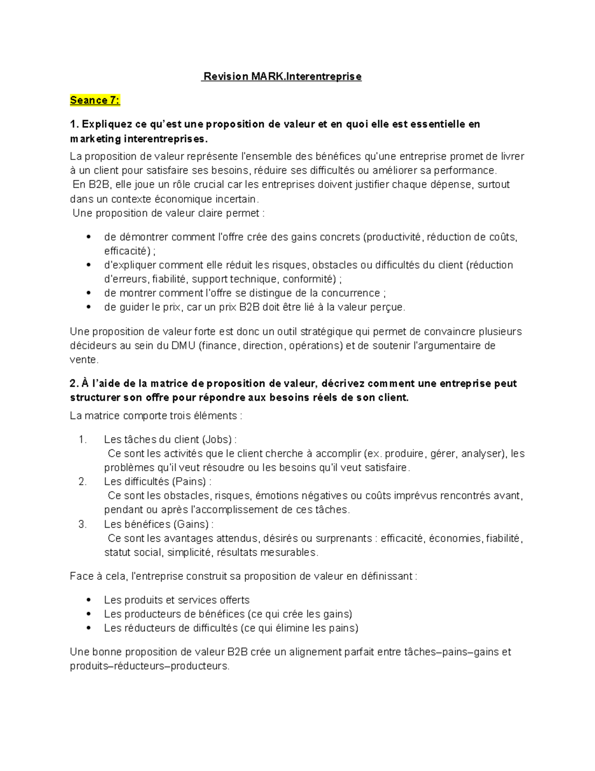 Révision MARK - Proposition de Valeur et Stratégies de Prix en B2B ...