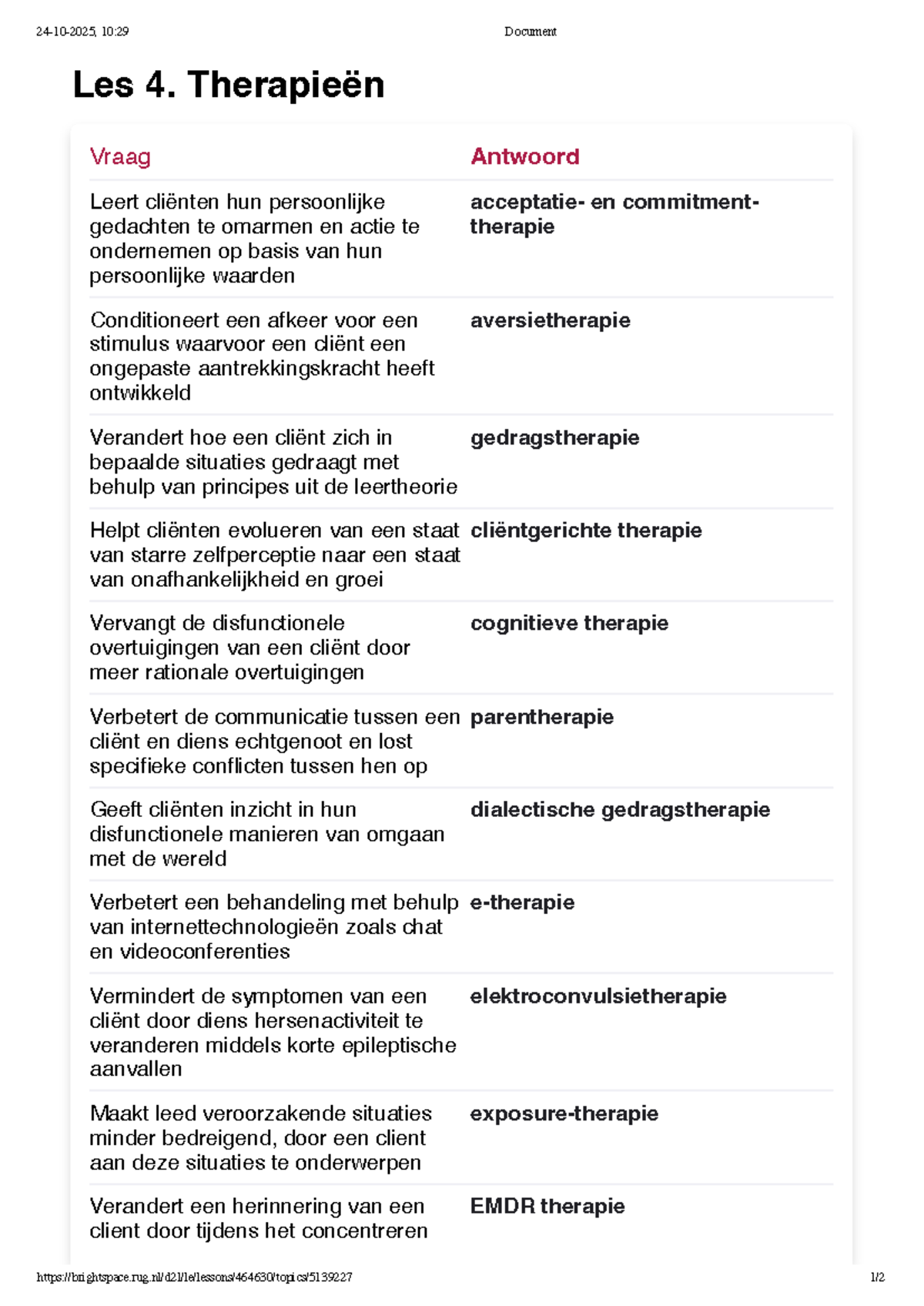 Slim Stampen - Les 4. Therapieën - Klinische Psychologie Notes ...