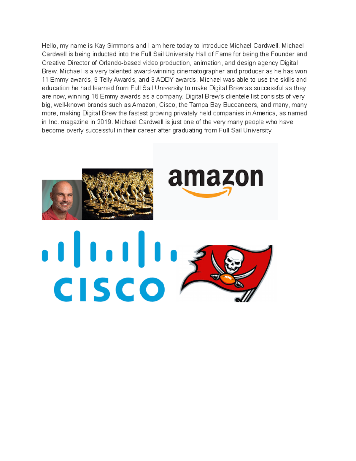 Full Sail University Award Winning Speech Assignment - Studocu