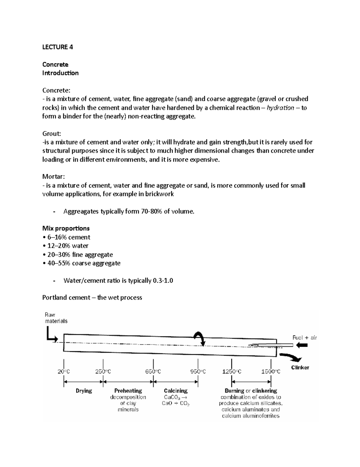 Materials Summary - LECTURE 4 Concrete 11 Introduction Concrete: is a ...