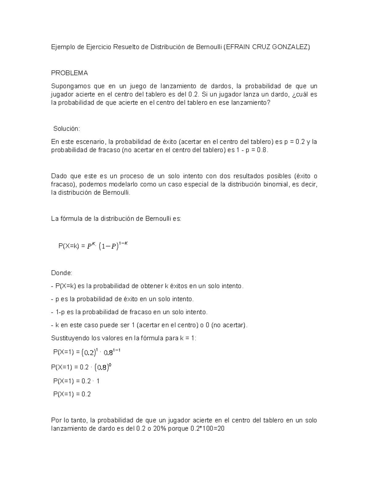 2 Ejercicios Resueltos sobre Distribución de Bernoulli (Probabilidades ...