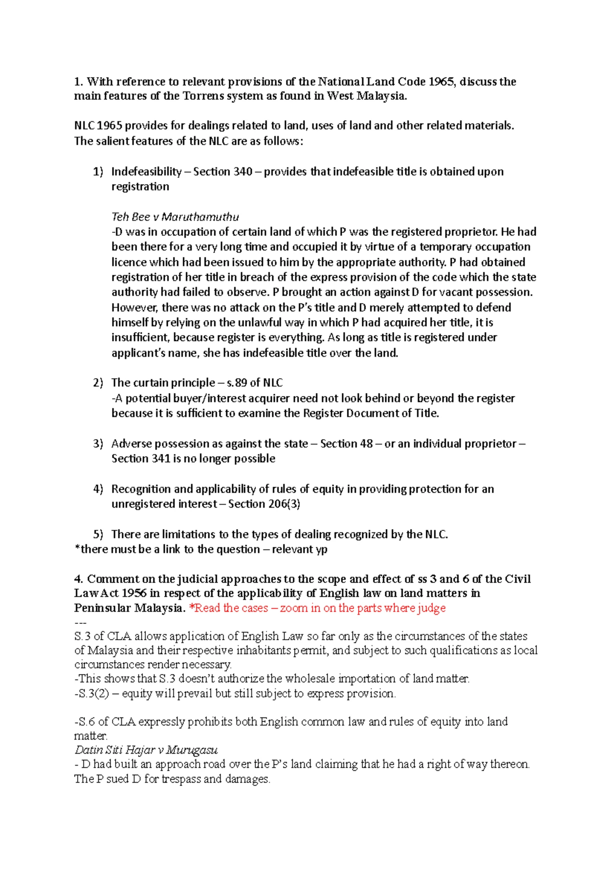 LAND LAW TUTO WEEK 11 - Subdivision, partition, amalgamation - Land ...
