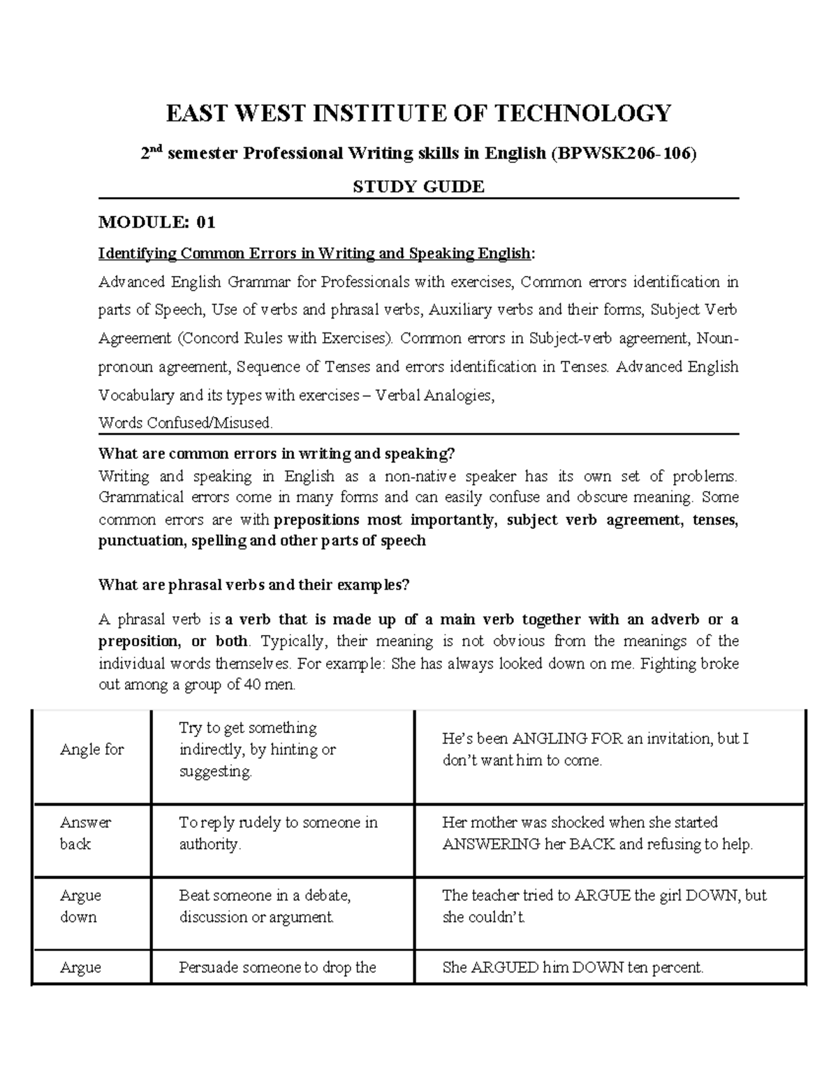 2nd Sem BE English Study Guide: Common Errors in Writing & Grammar ...