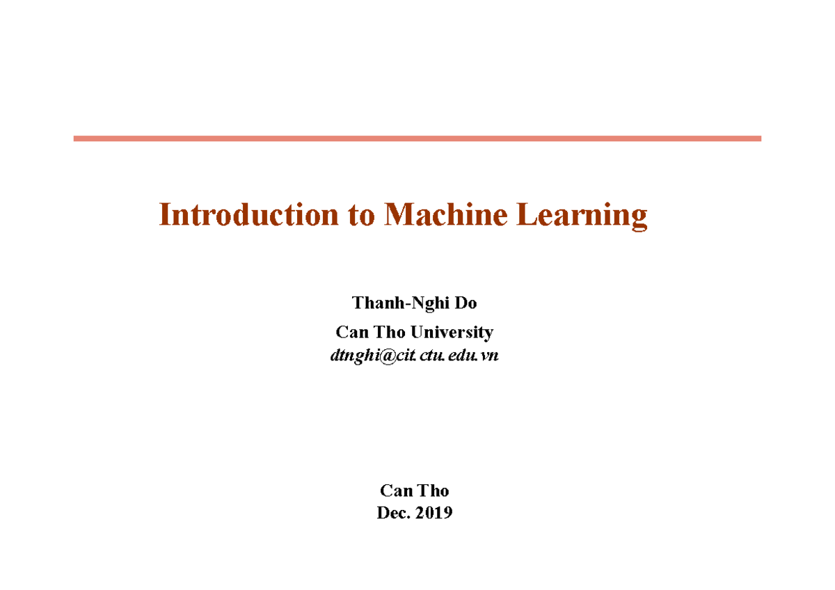 Introduction to Machine Learning (CS101) - Overview and Applications - Studocu