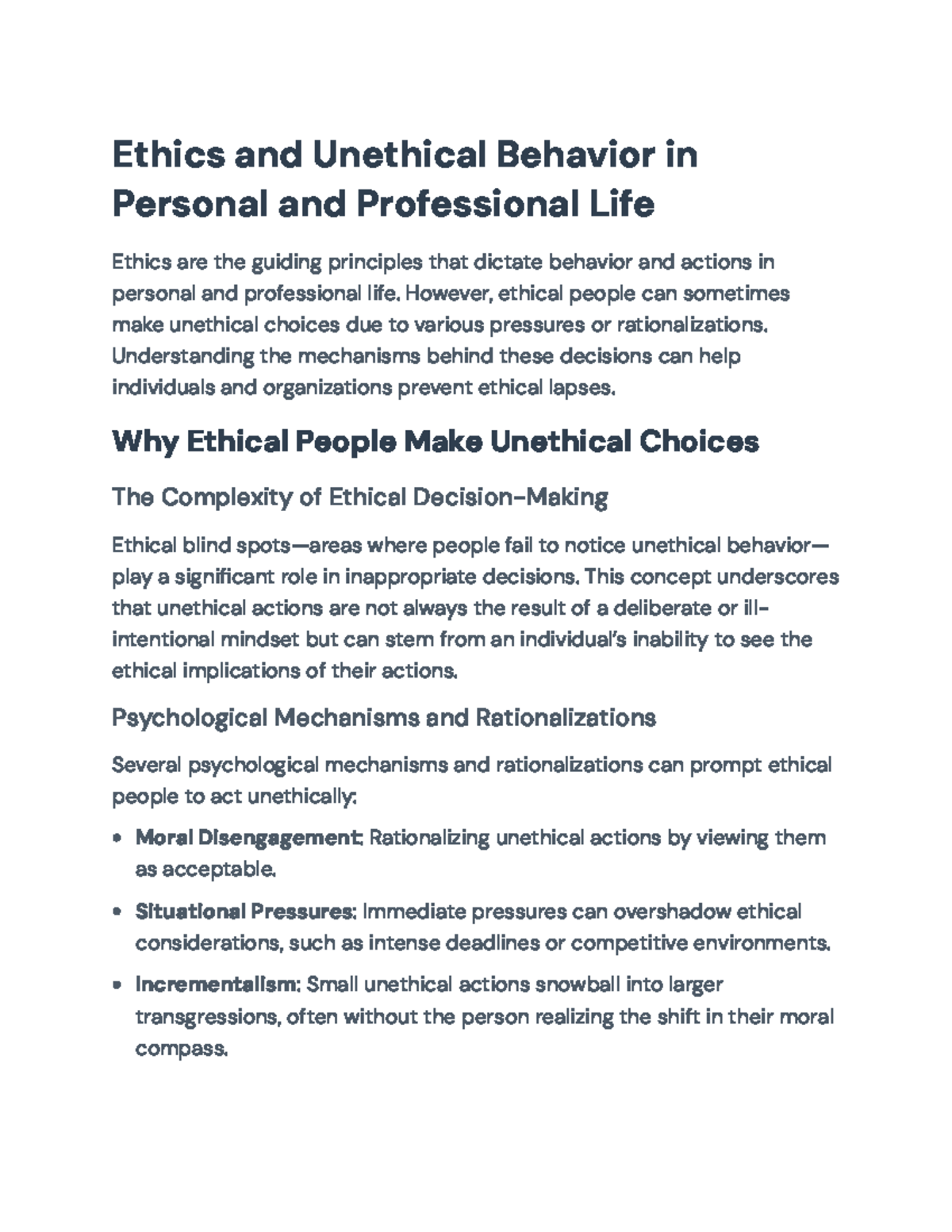 Understanding Ethical Decisions: Why Good People Make Bad Choices ...
