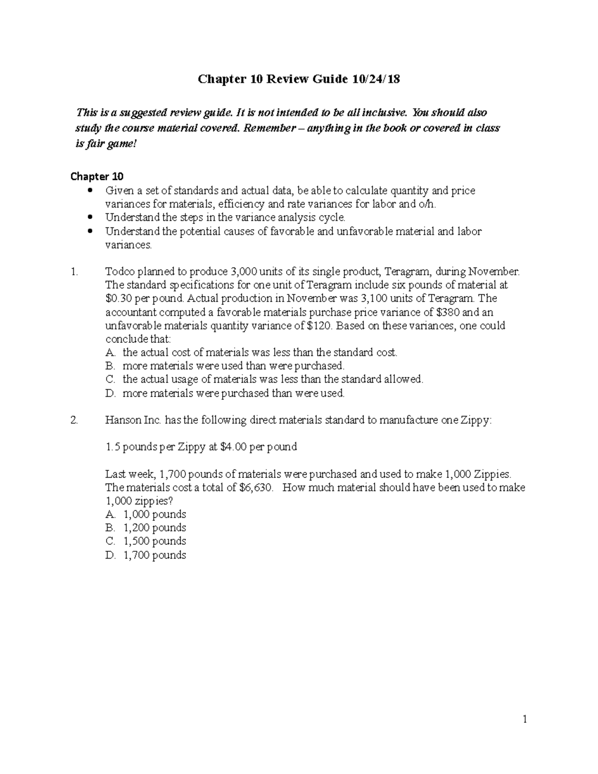 Chapter 10 Review Guide - Chapter 10 Review Guide 10/24/ This is a ...