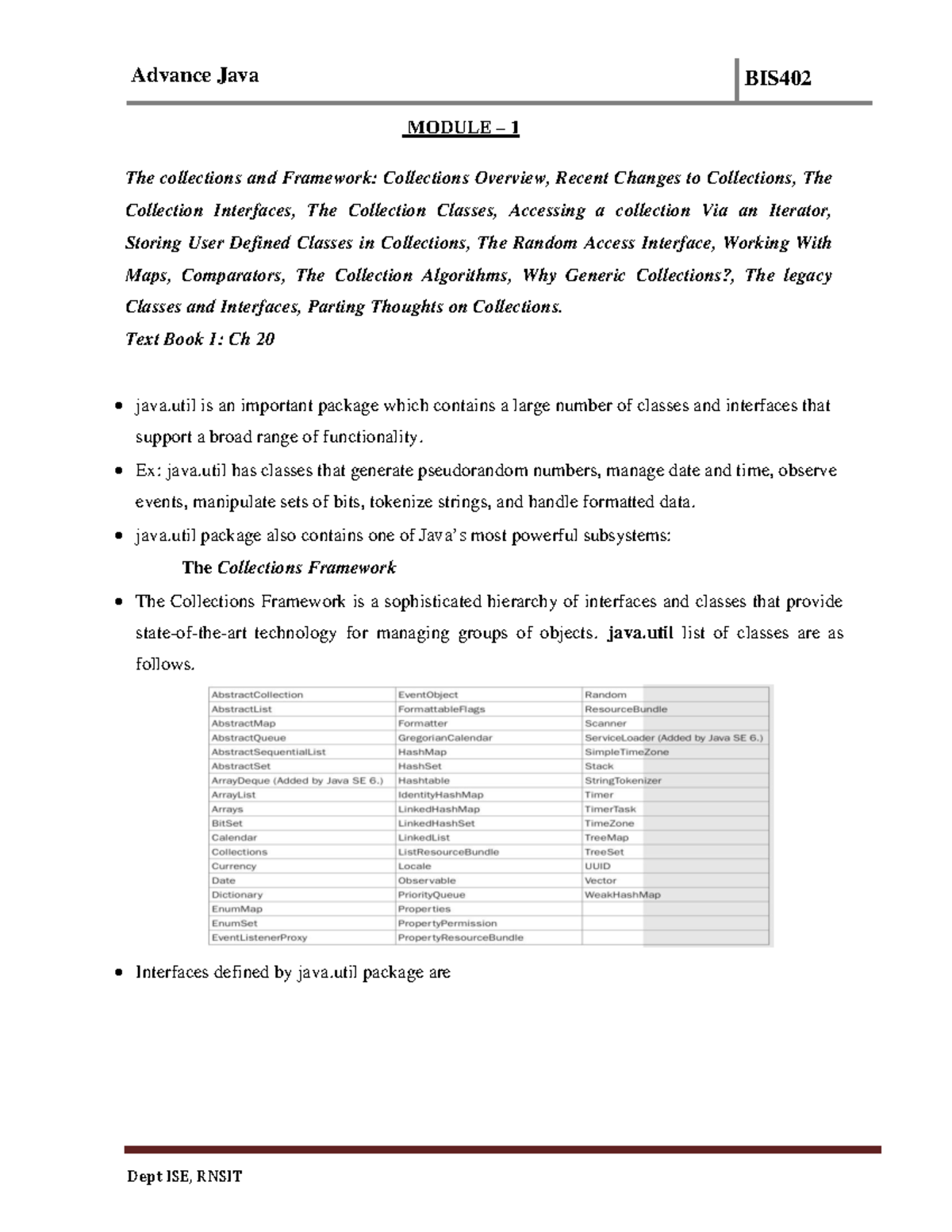 Advance Java BIS402 Module 1: Collections Framework Overview and ...