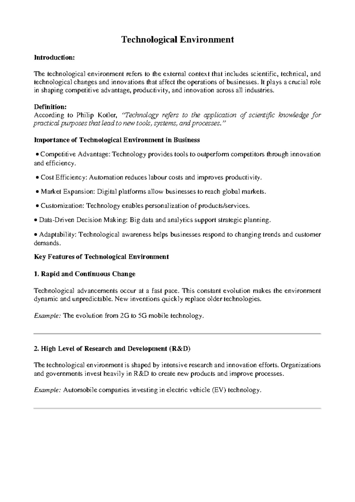 Technological Environment Overview: Key Concepts and Impacts - Studocu