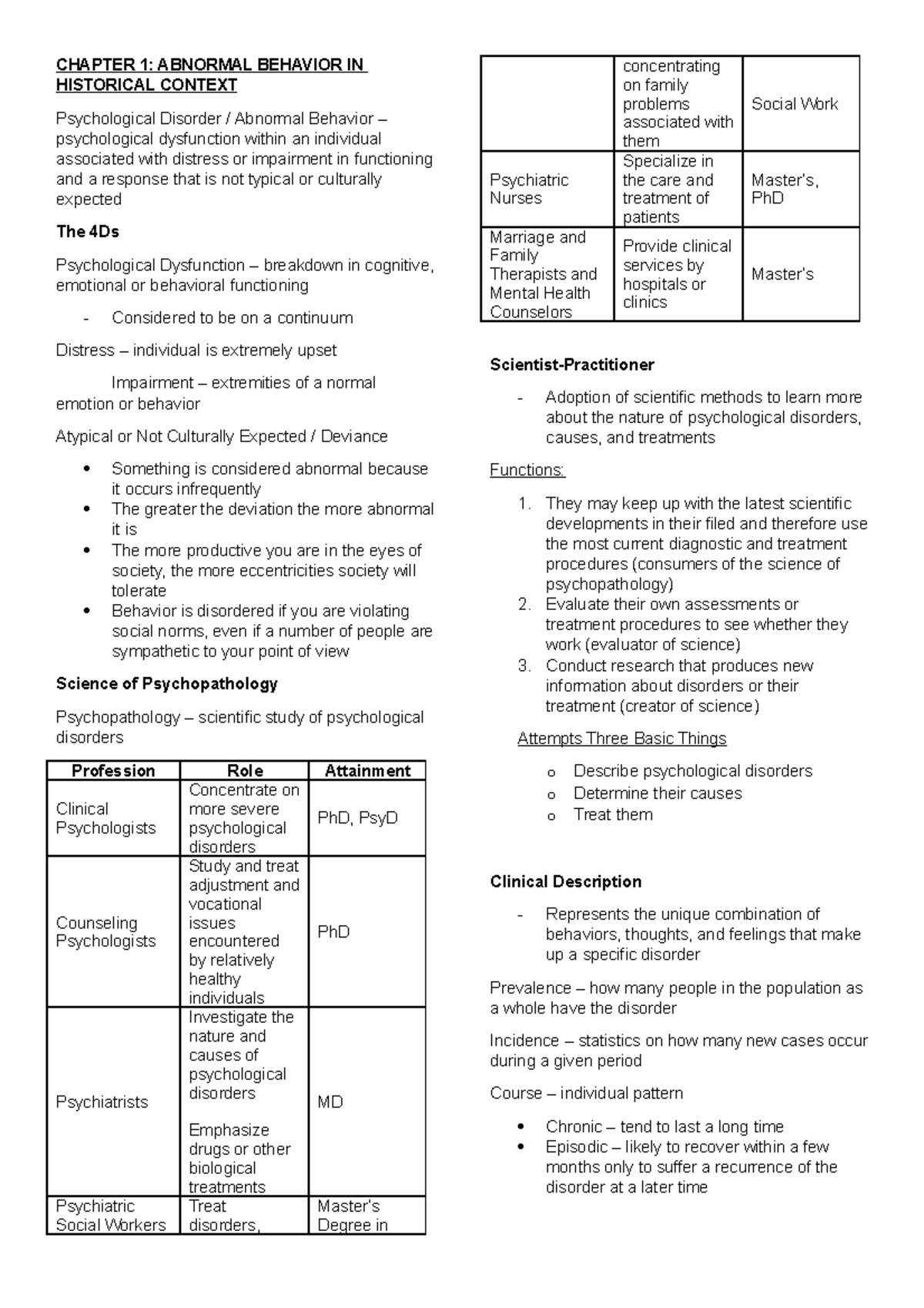 Chapter 1 Overview - Abnormal Psychology: An Integrative Approach - Studocu