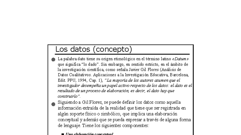 Los datos cuantitativos y cualitativos - Los datos (concepto) La ...