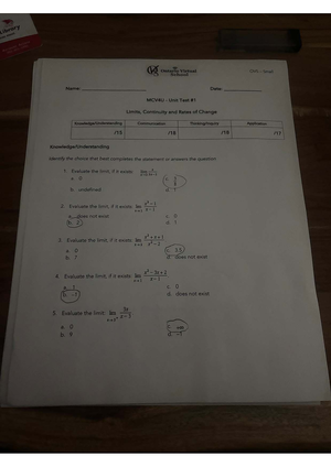 Calculus - Grade: 12 - High School - Canada - Studocu