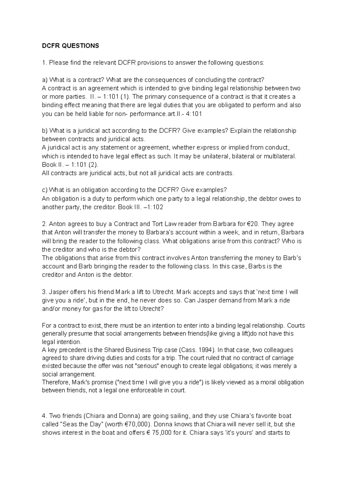 DCFR W3 - WG 3: Key Questions on Contracts and Juridical Acts - Studeersnel