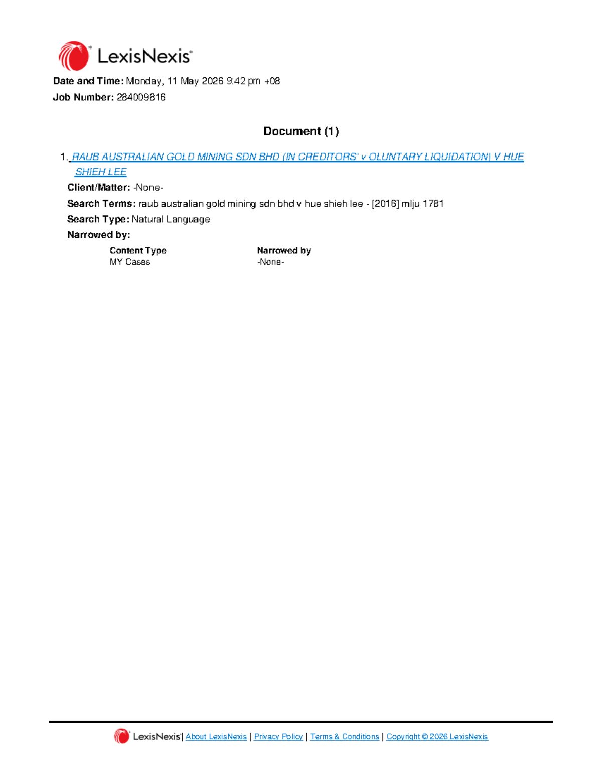 RAUB AUSTRALIAN GOLD MINING SDN BHD V HUE SHIEH LEE: Case Analysis ...
