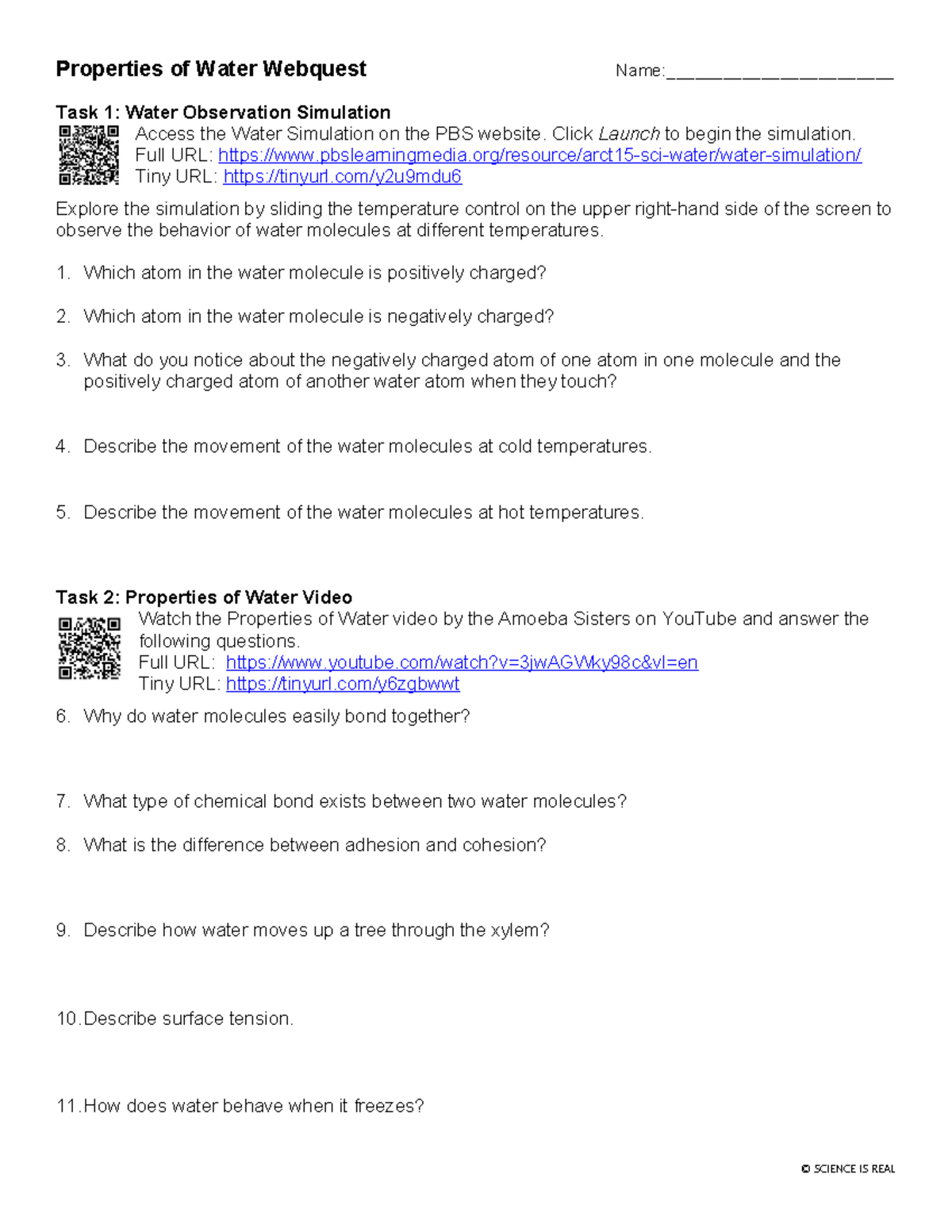 Editable Webquest on Properties of Water (Science 101) - Studocu