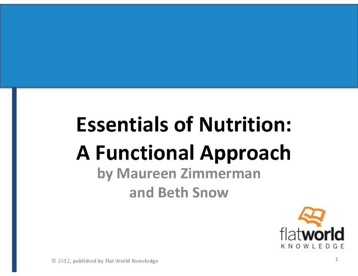 Nutrition and the Human Body: Essential Components and Functions - Studocu