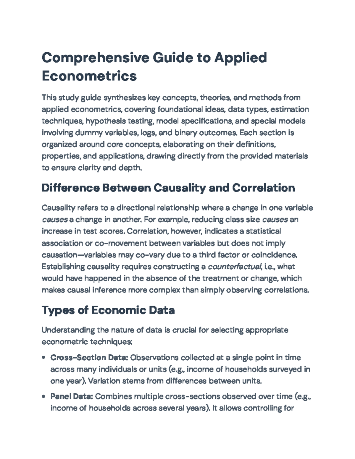 Comprehensive Guide to Applied Econometrics: Key Concepts & Methods ...