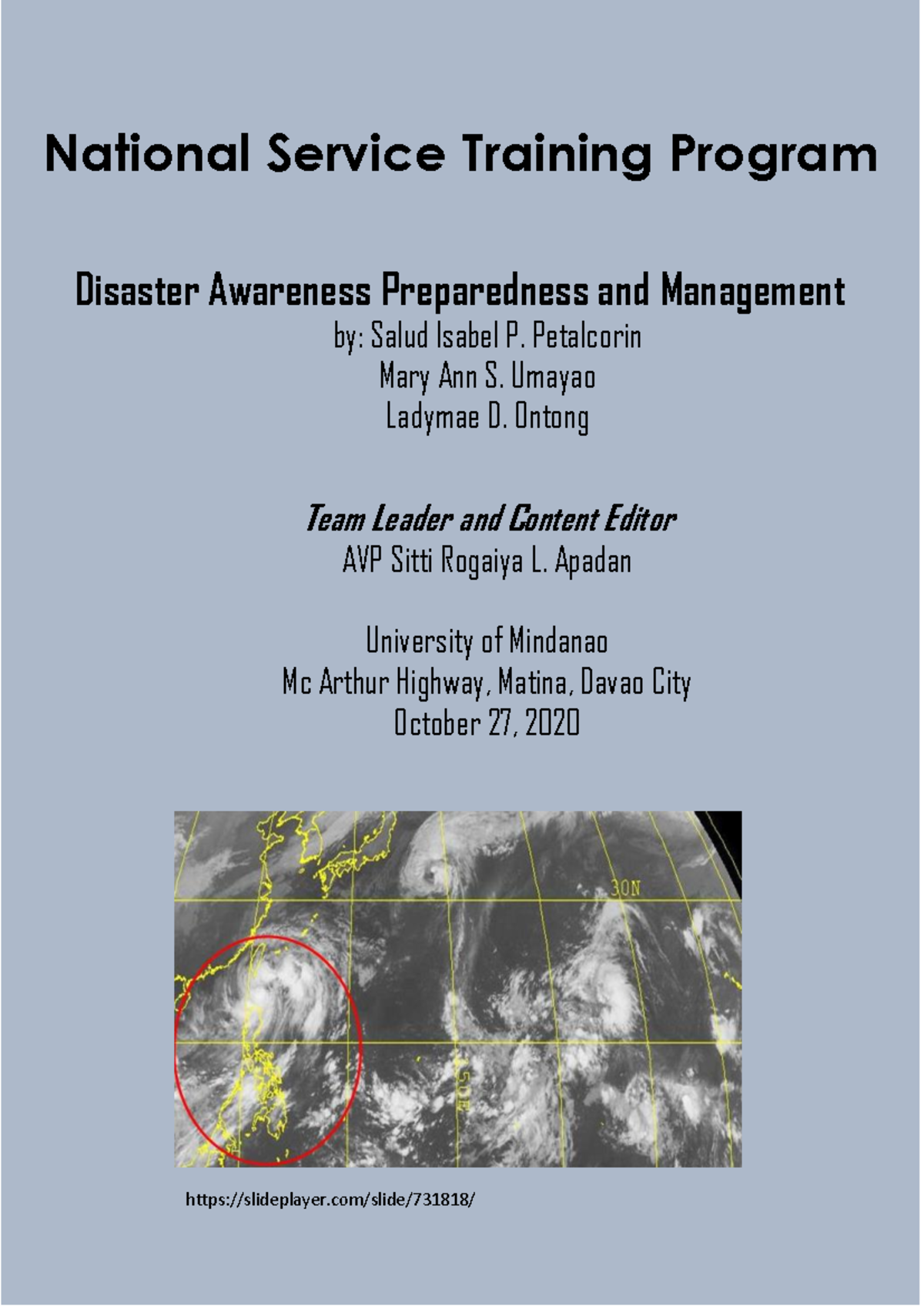 Module 3 Disaster Awareness Preparedness and Management - National ...