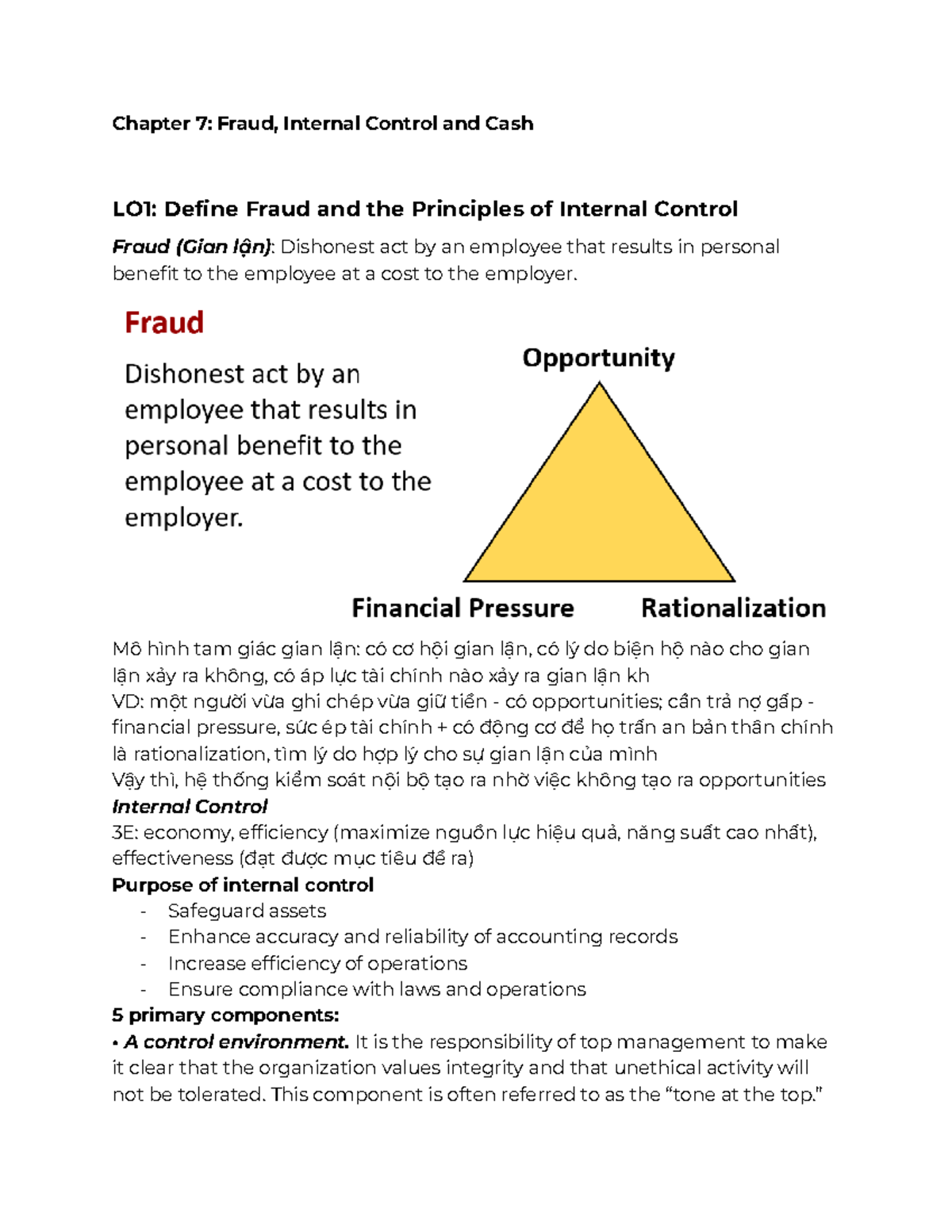 Financial Accounting - Chapter 7: Fraud, Internal Control & Cash ...