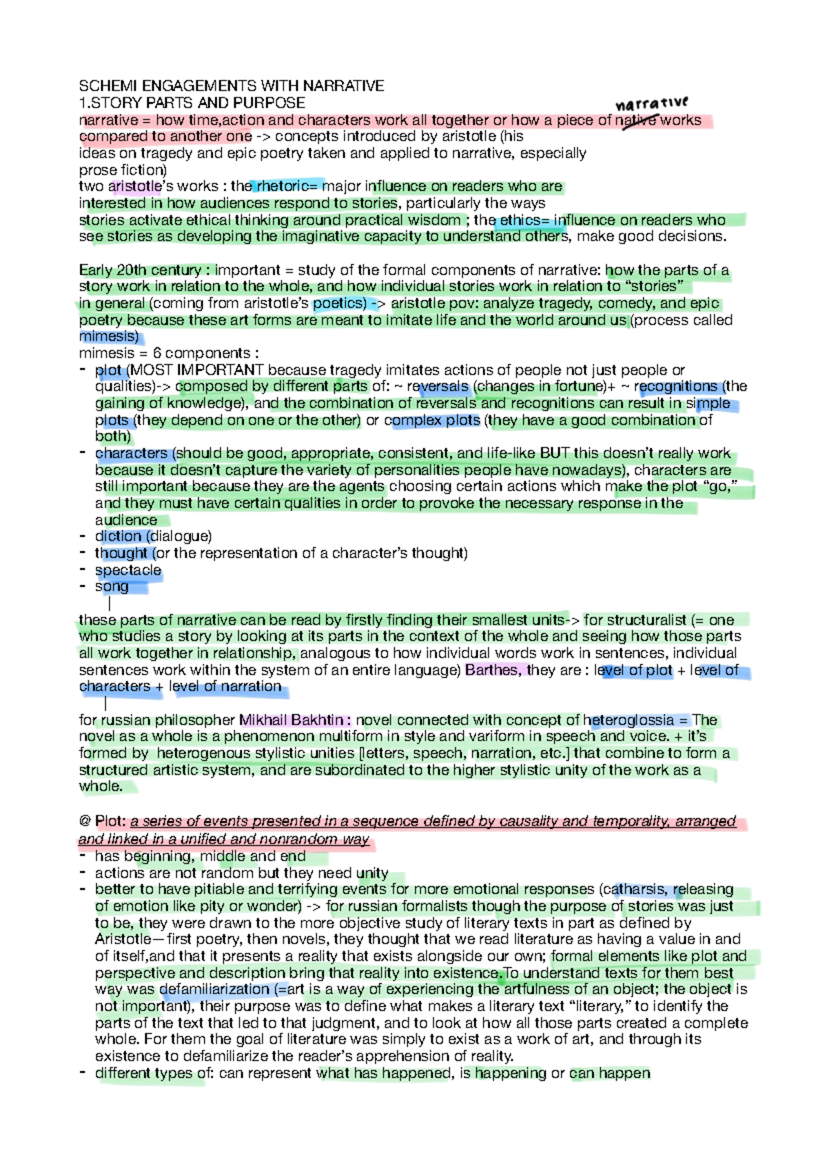 SCHEMI ENGAGEMENTS WITH NARRATIVE: A STUDY OF STORY PARTS AND PURPOSE ...