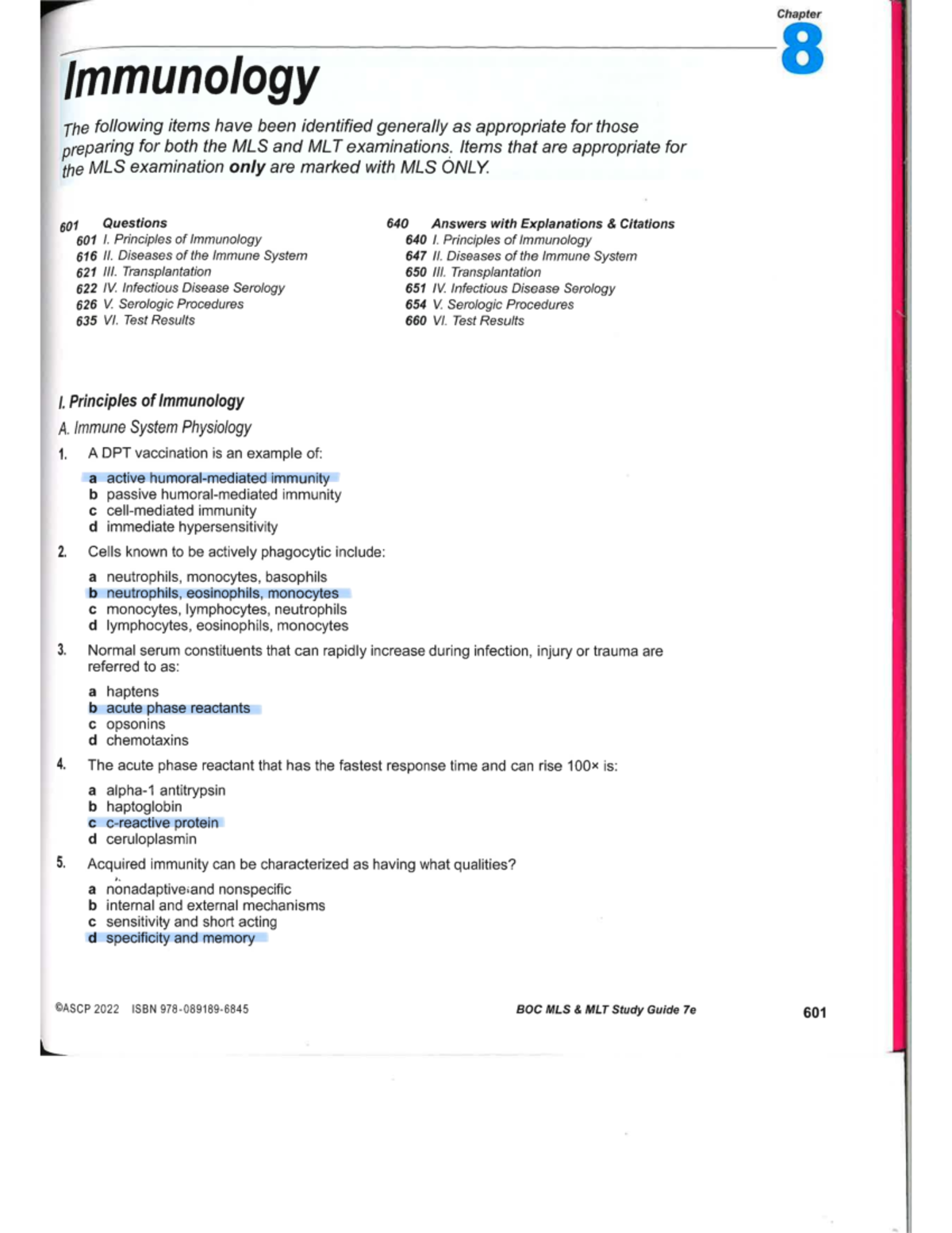 Chapter 8: Immunology Study Guide for BOC MLS/MLT Exams - Studocu