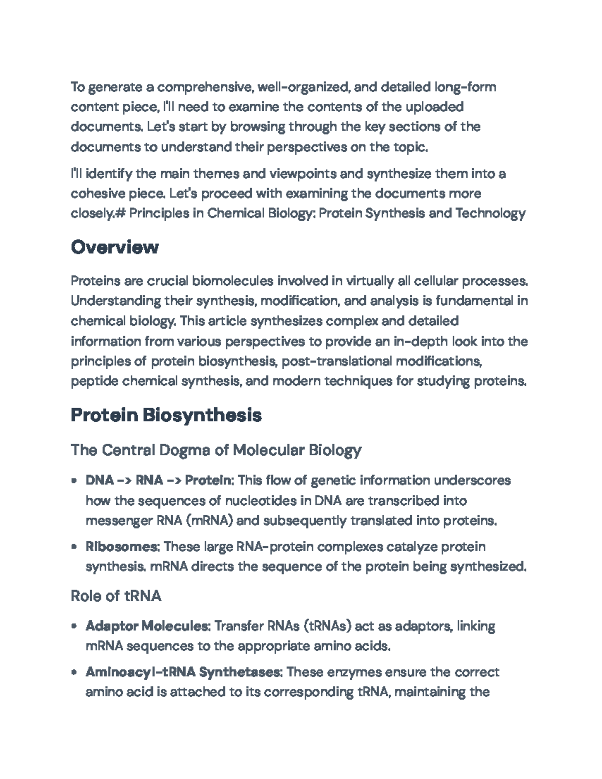Principles in Chemical Biology: Protein Synthesis & Analysis (CB101 ...
