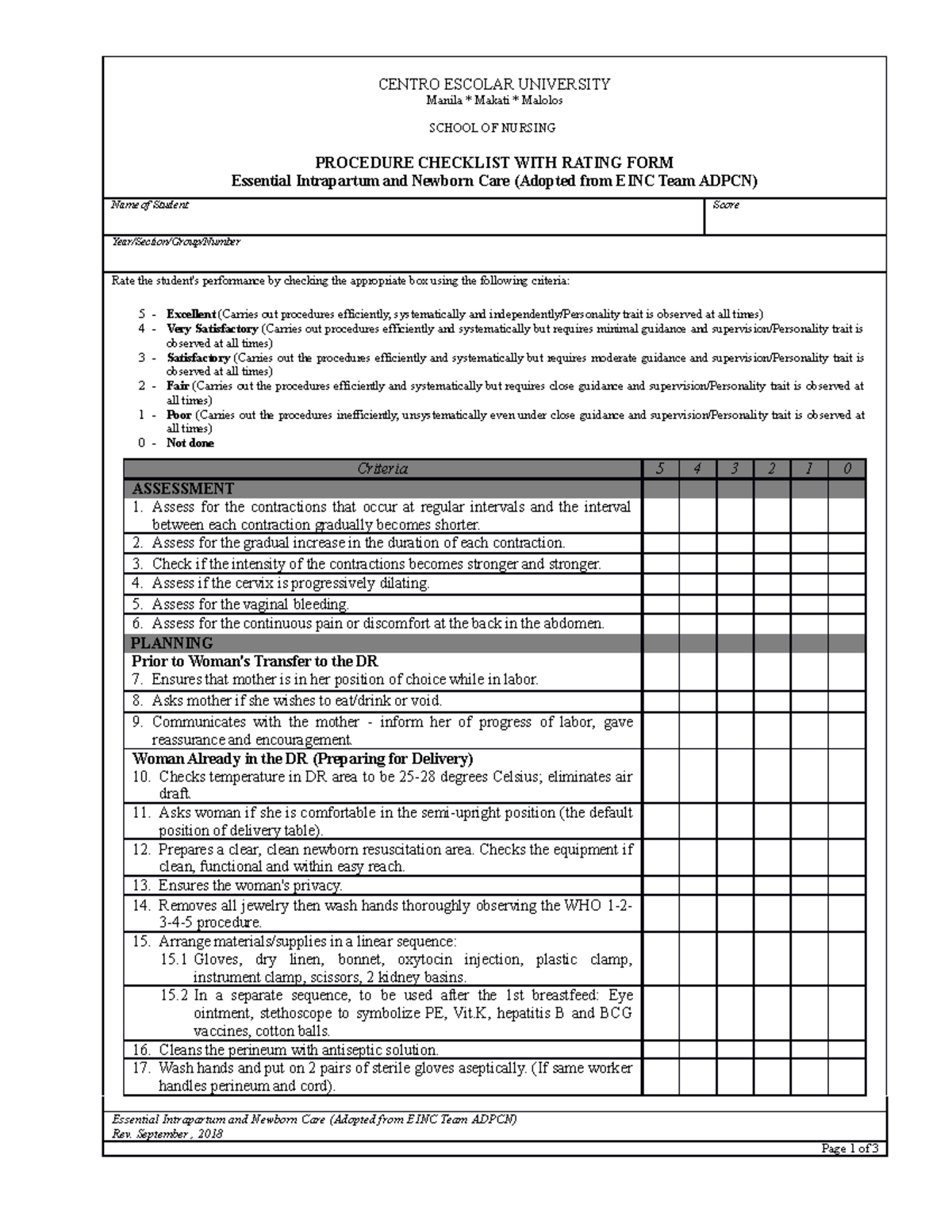 L2-Checklist Essential-Intrapartum-and-Newborn-Care-Adopted-from-EINC ...