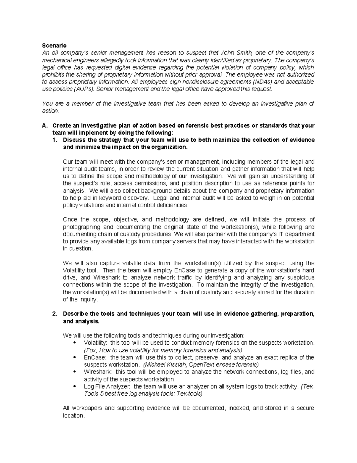 D431 Investigative Plan: Evidence Gathering & Analysis Strategy - Studocu