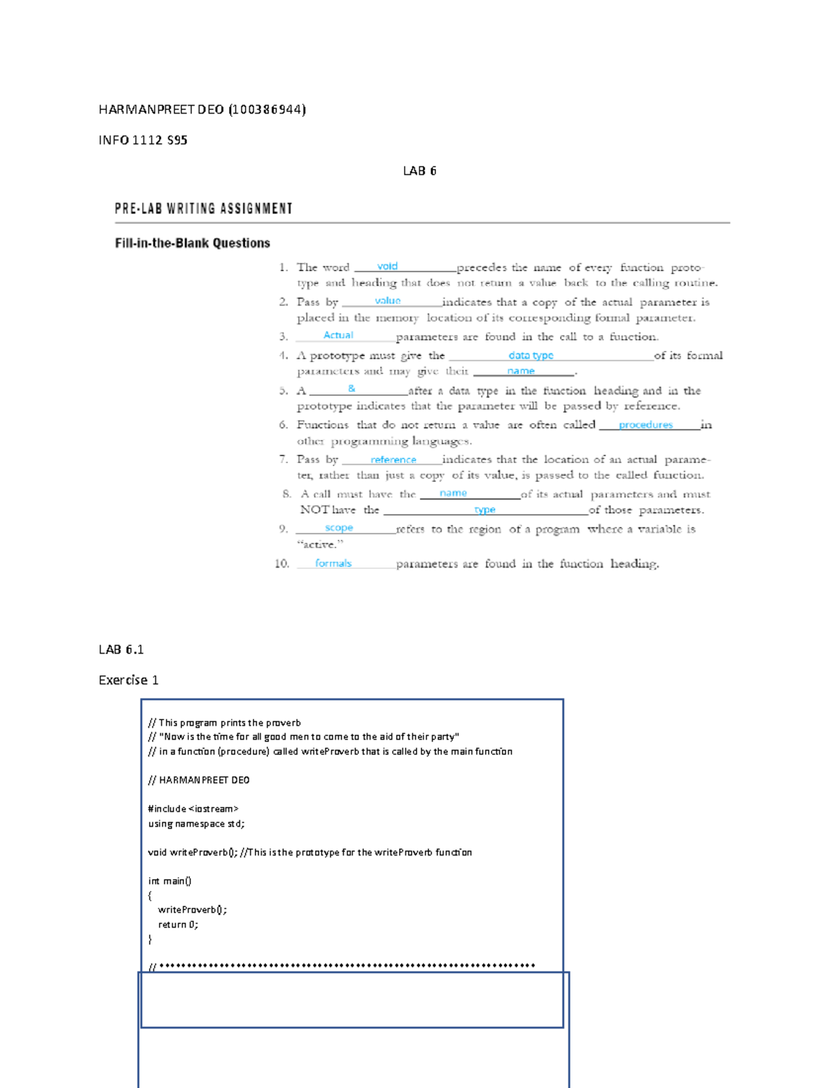 INFO 1112 lab 6 - Lab assignment on functions - HARMANPREET DEO ...