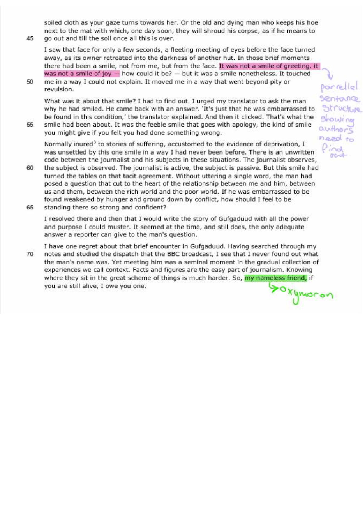 A Passage to Africa (ENG 101) - George Alagiah Part 2 Annotations - Studocu