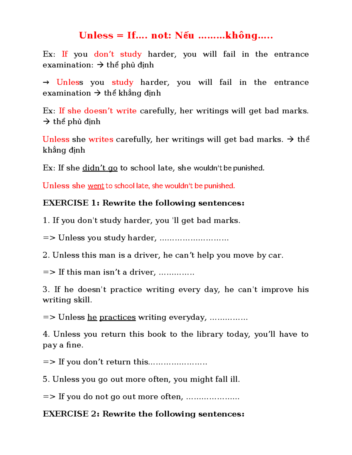 Unless If... Not: Understanding Conditional Sentences in English - Studocu