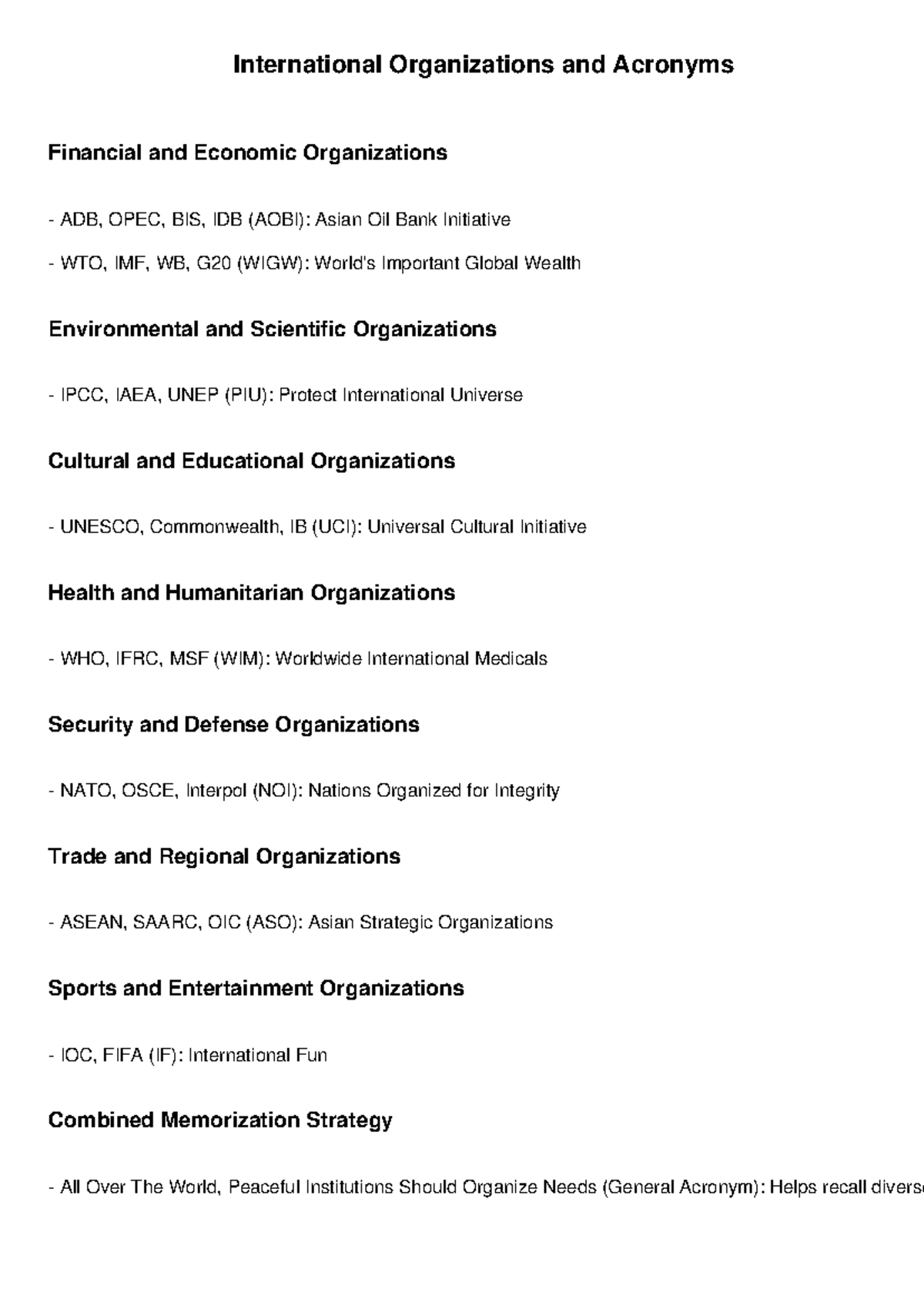 International Organizations Acronyms - International Organizations and ...