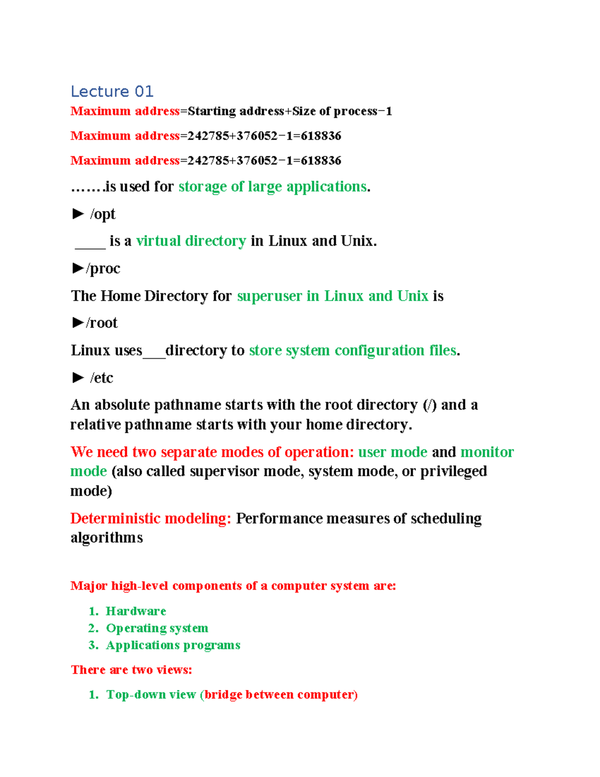 CS604 Lecture Notes: Overview of Linux/Unix Systems and Processes - Studocu