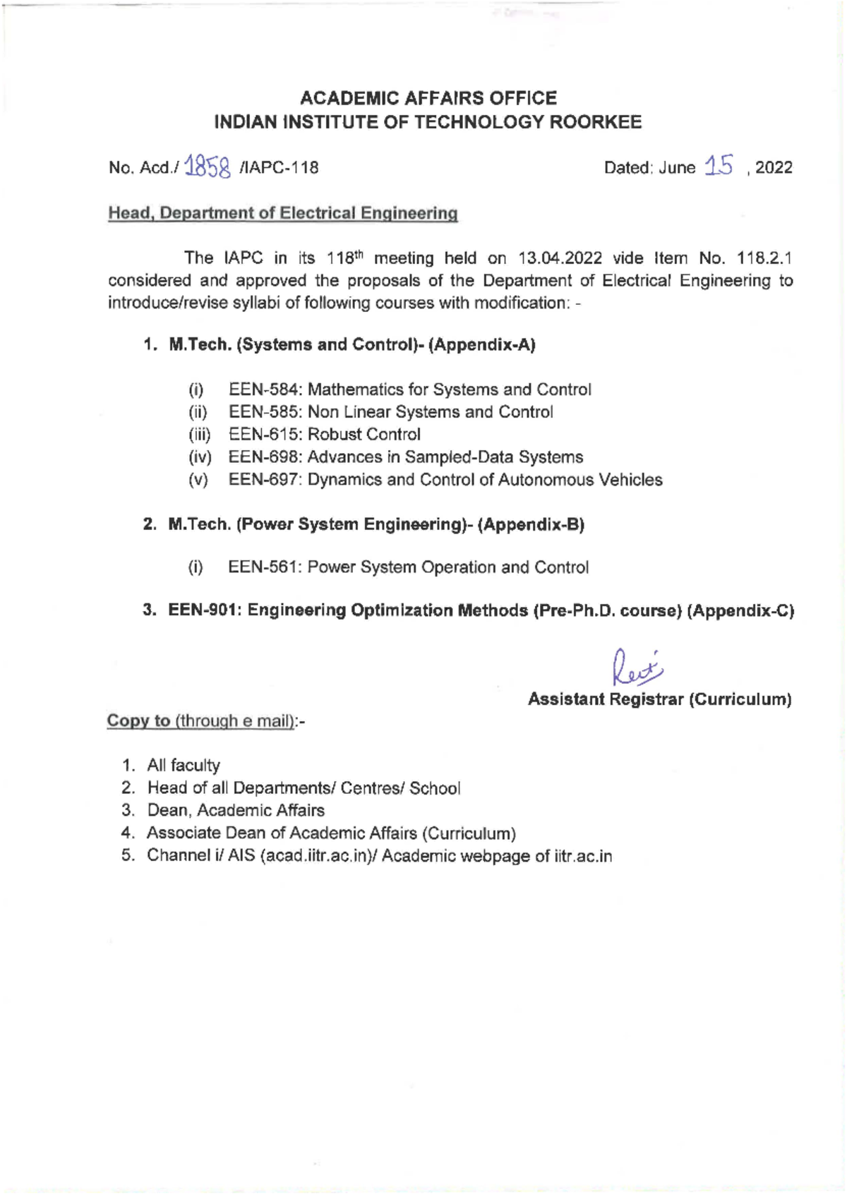 118 - Linear equation paper - ACADEMIC AFFAIRS OFFICE INDIAN INSTITUTE ...