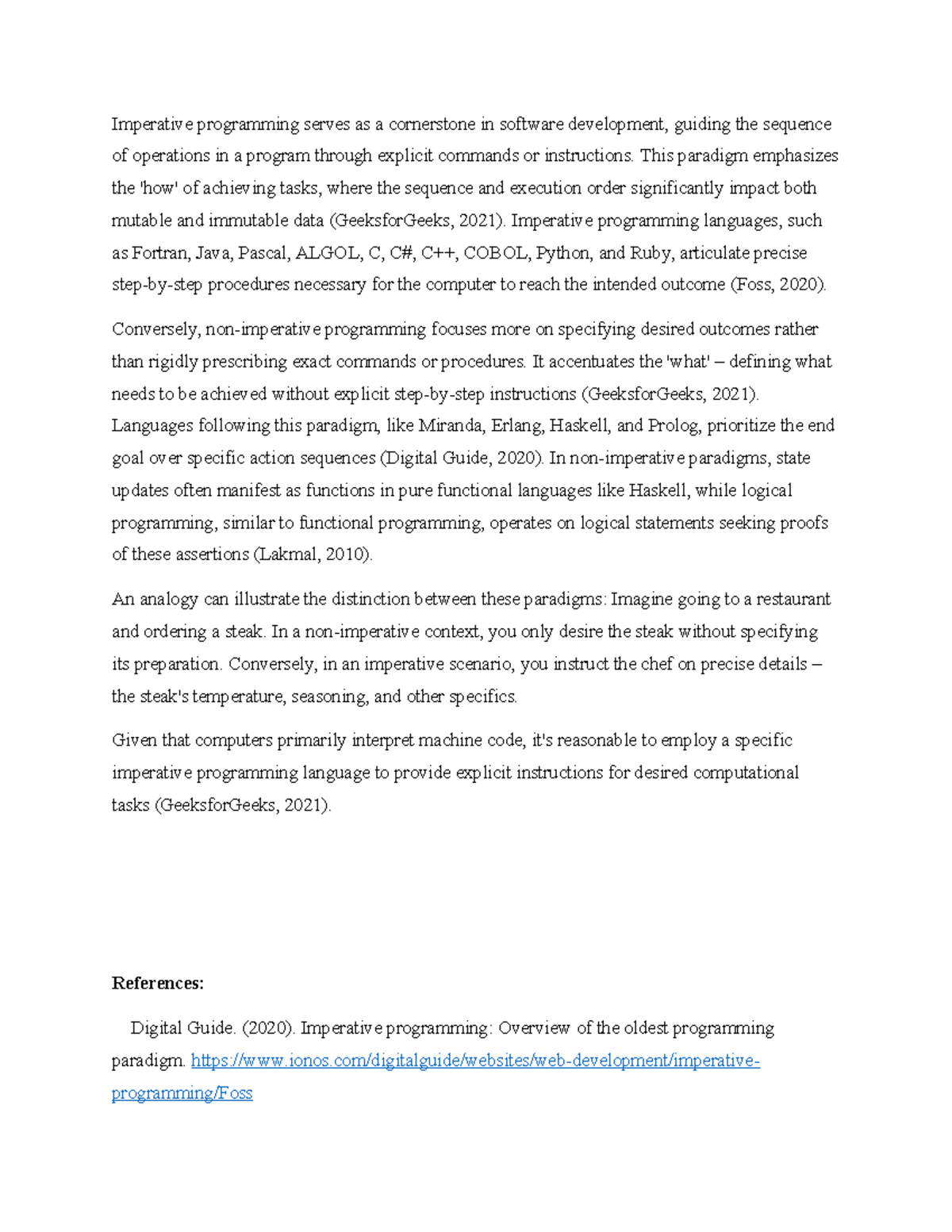 Discussion Forum: Imperative vs Non-Imperative Programming (Unit 1 ...