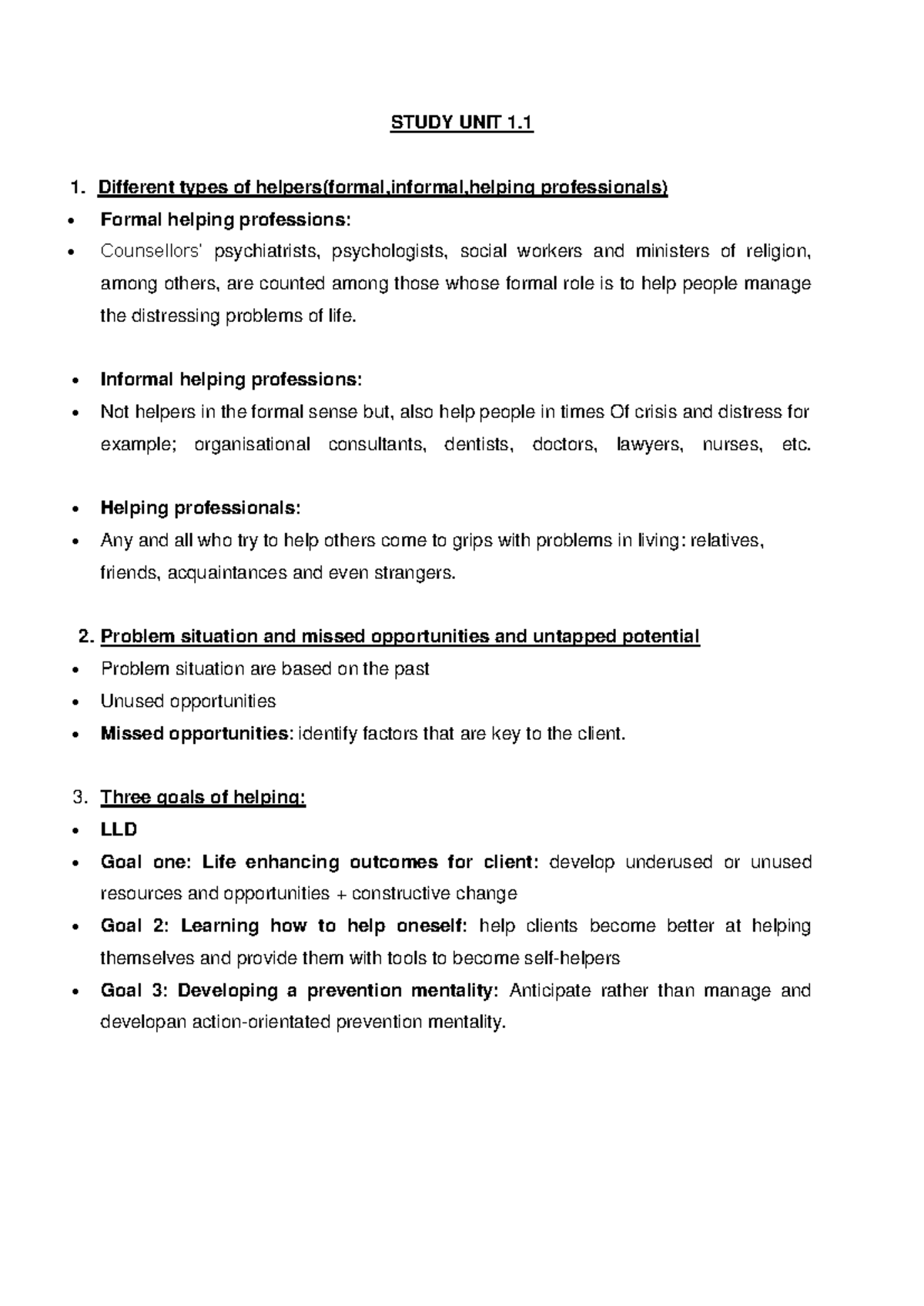 PSYC 321 Study Notes: Units 1-5 on Helping Relationships ...