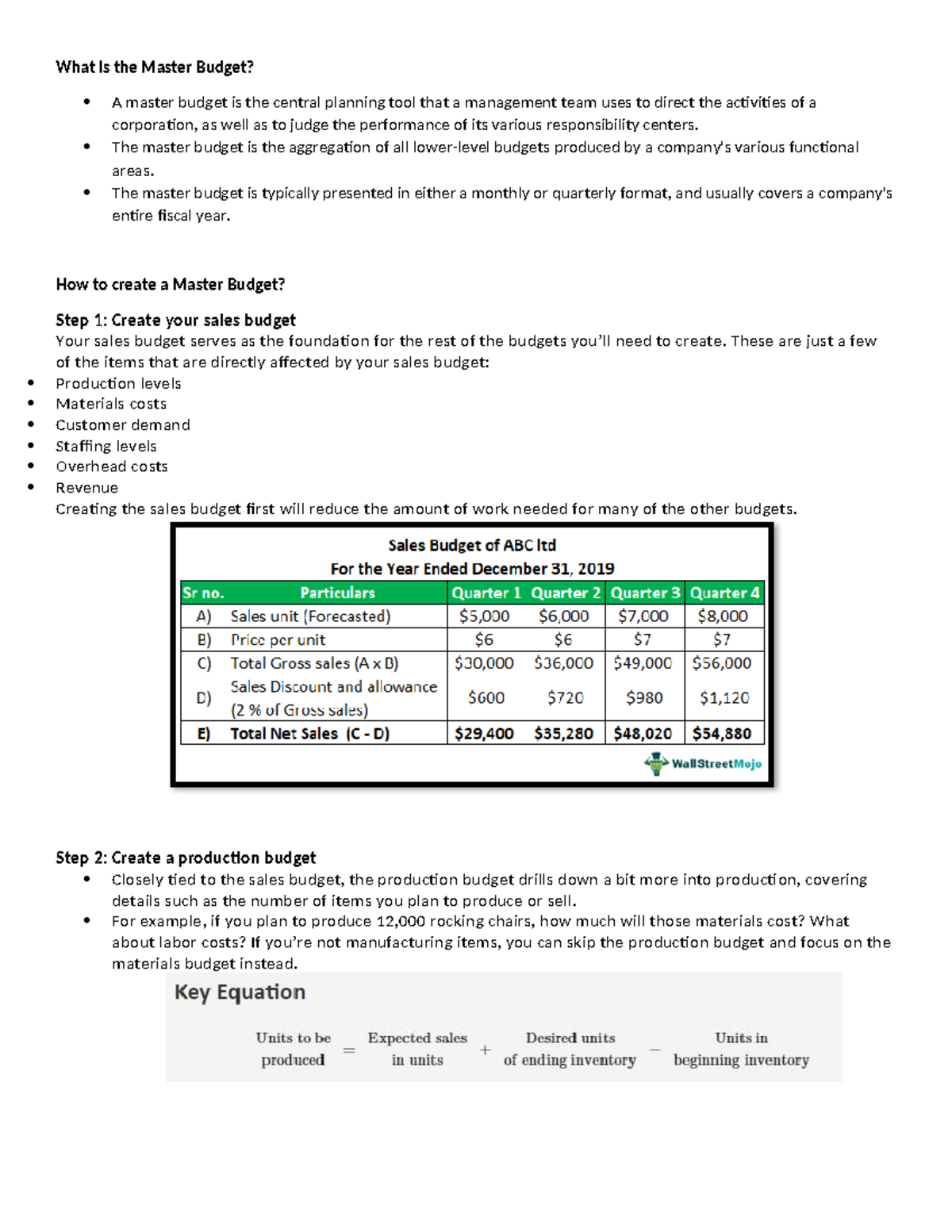 Master Budget - What is the Master Budget? A master budget is the ...