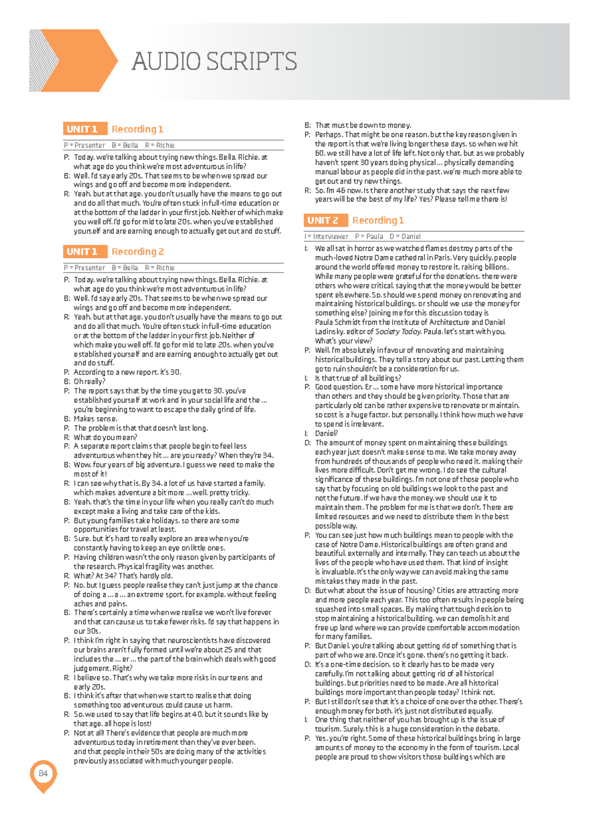 Roadmap b2 workbook key - AUDIO SCRIPTS UNIT 1 Recording 1 P ...