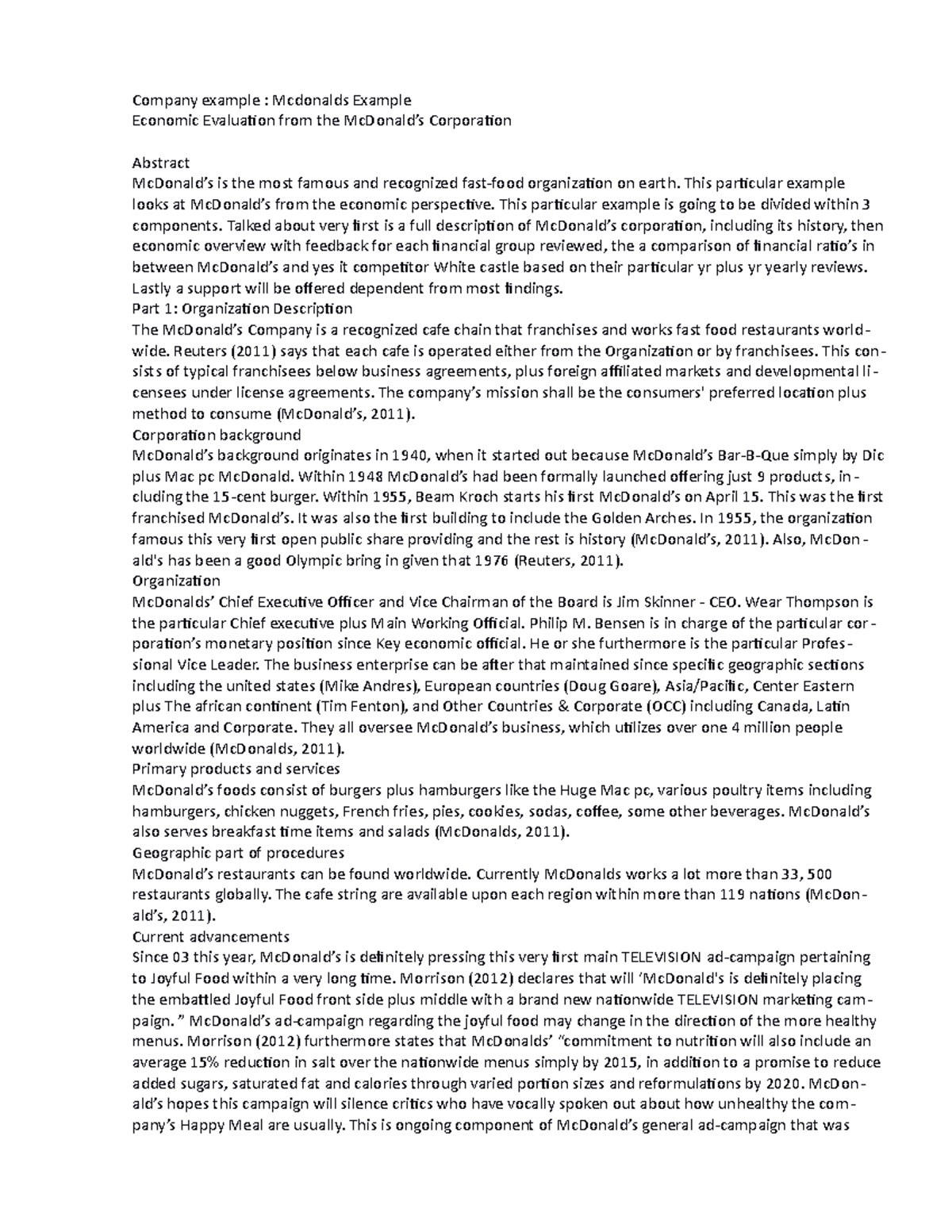 BUSN 5200: Economic Analysis of McDonald's Case Study - Studocu