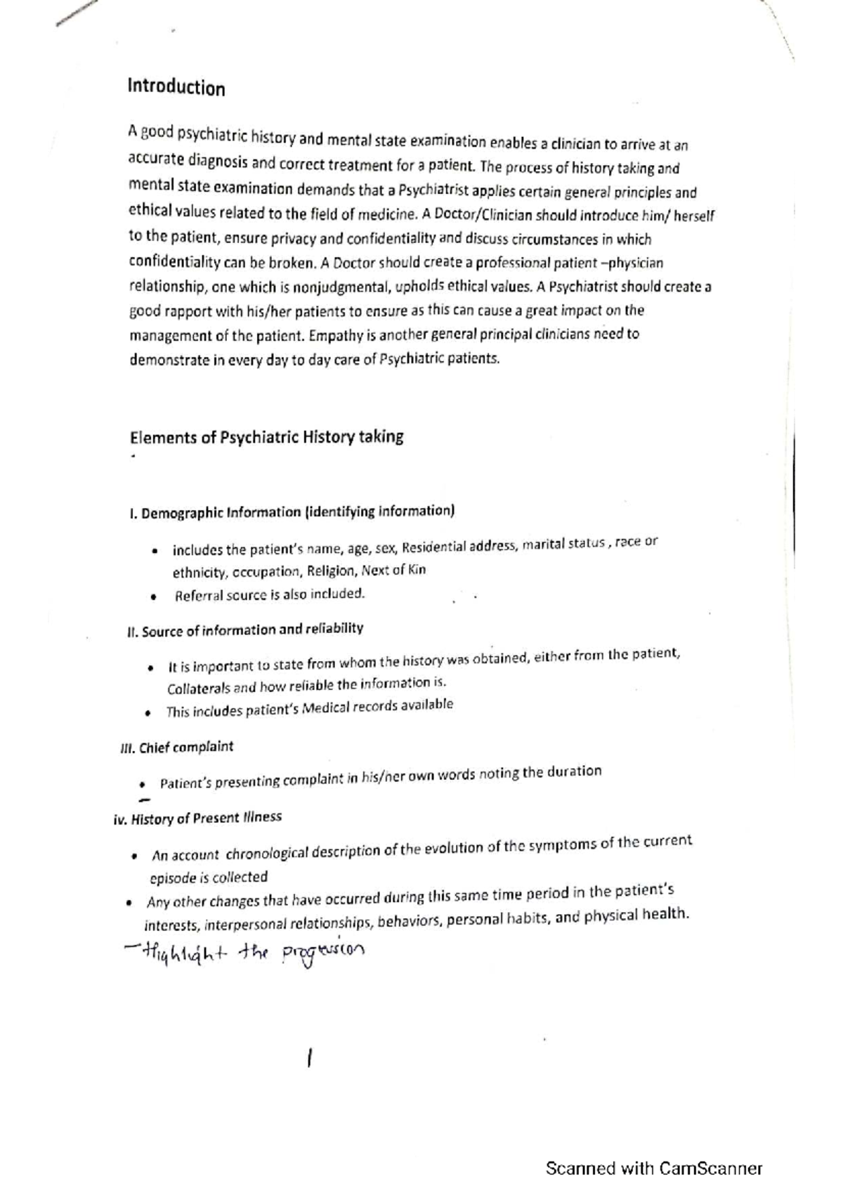 PSYC Hx Taking & Examination - Introduction A good psychiatric history ...