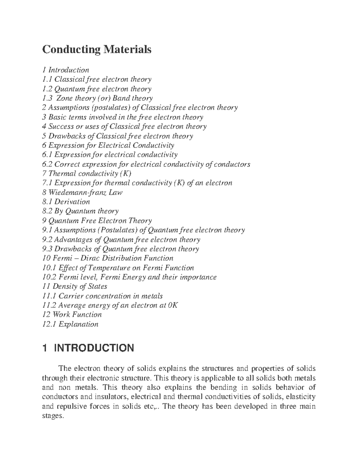 Unit 1 - Conducting Materials - Additional Notes - Conducting Materials ...