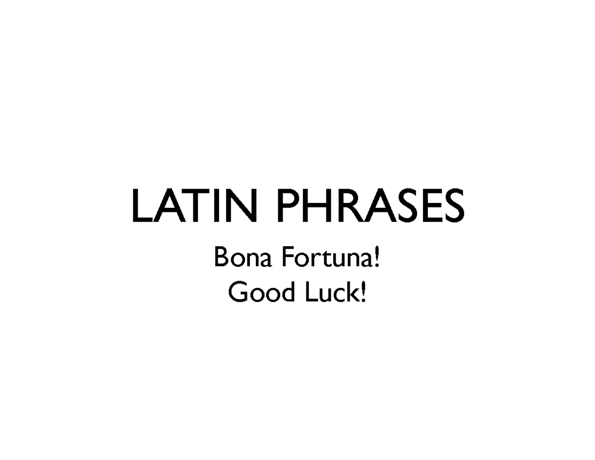 LATIN 101: Essential Latin Phrases and Their Meanings - Studocu