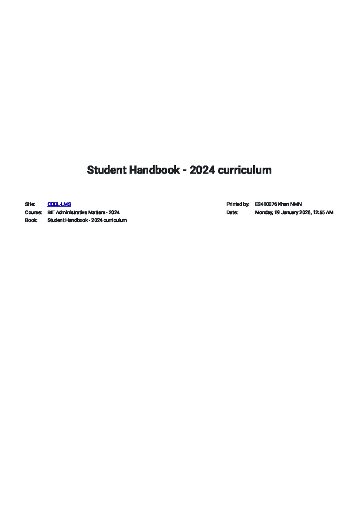 BIT Student Handbook 2024: Curriculum & Administrative Matters - Studocu