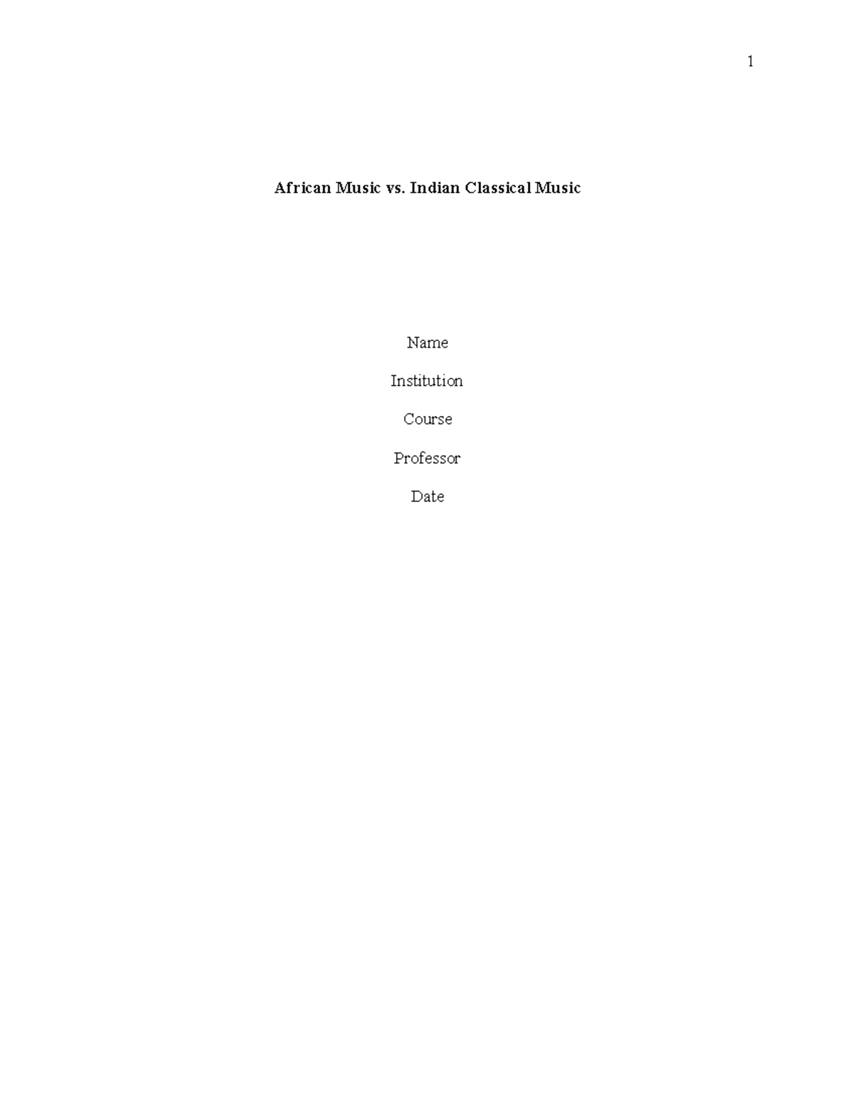 Comparative Study of African Music vs. Indian Classical Music - Studocu